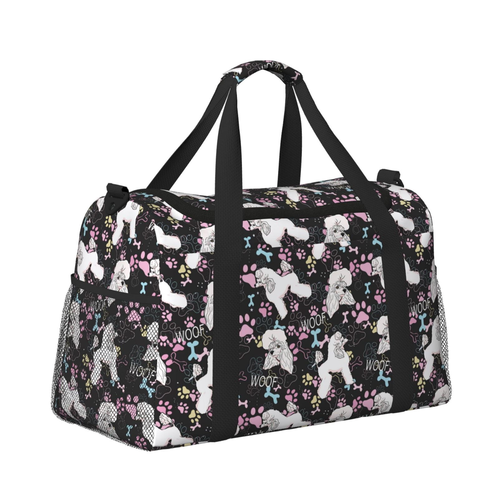 Ratiio Cute Poodle Dog Pattern Hand Travel Bag, Weekender Carry On for ...