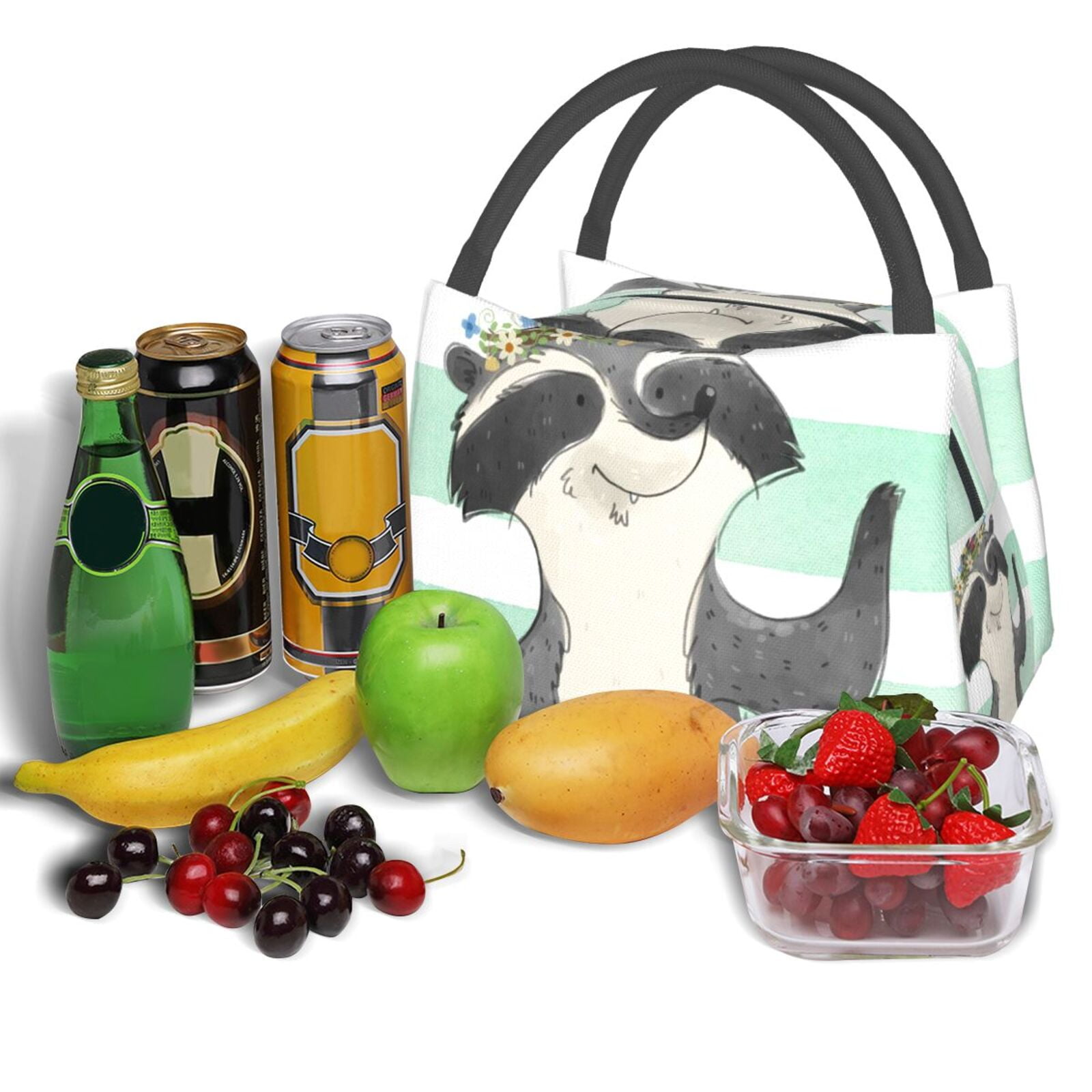 Ratiio Cute Raccoon Pattern Portable Insulation Lunch Bag, Insulated ...