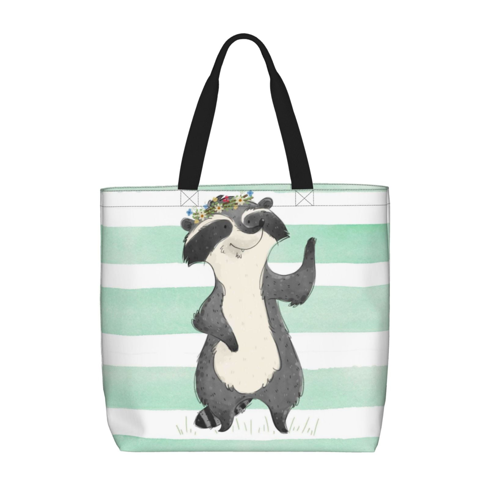 Ratiio Cute Raccoon Print Reusable Grocery Bag Shopping Bags with ...