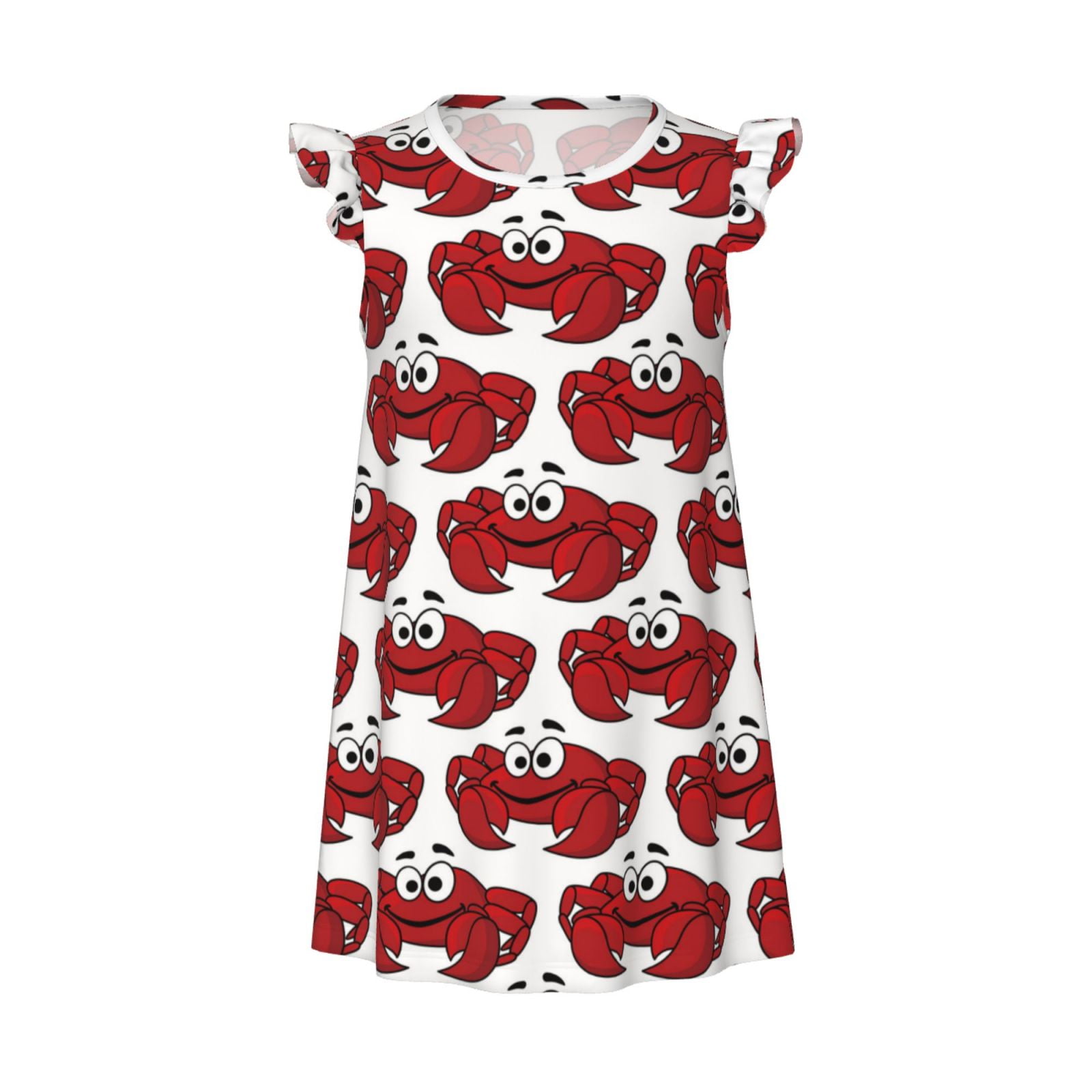 Ratiio Cute Red Crab Print Girls Nightgowns, Princess Pajama Dresses ...