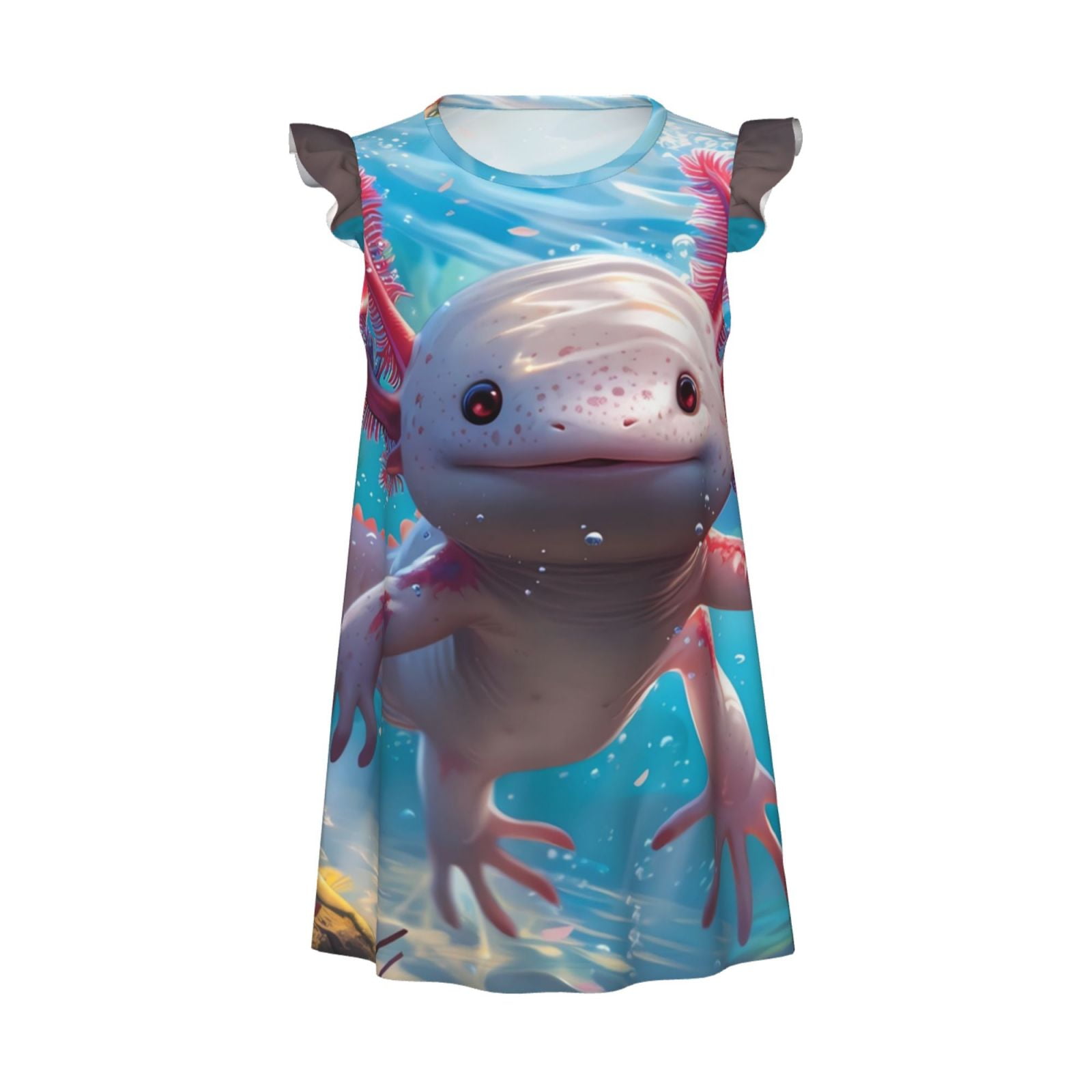 Ratiio Cute Underwater Axolotl Print Girls Nightgowns, Princess Pajama ...
