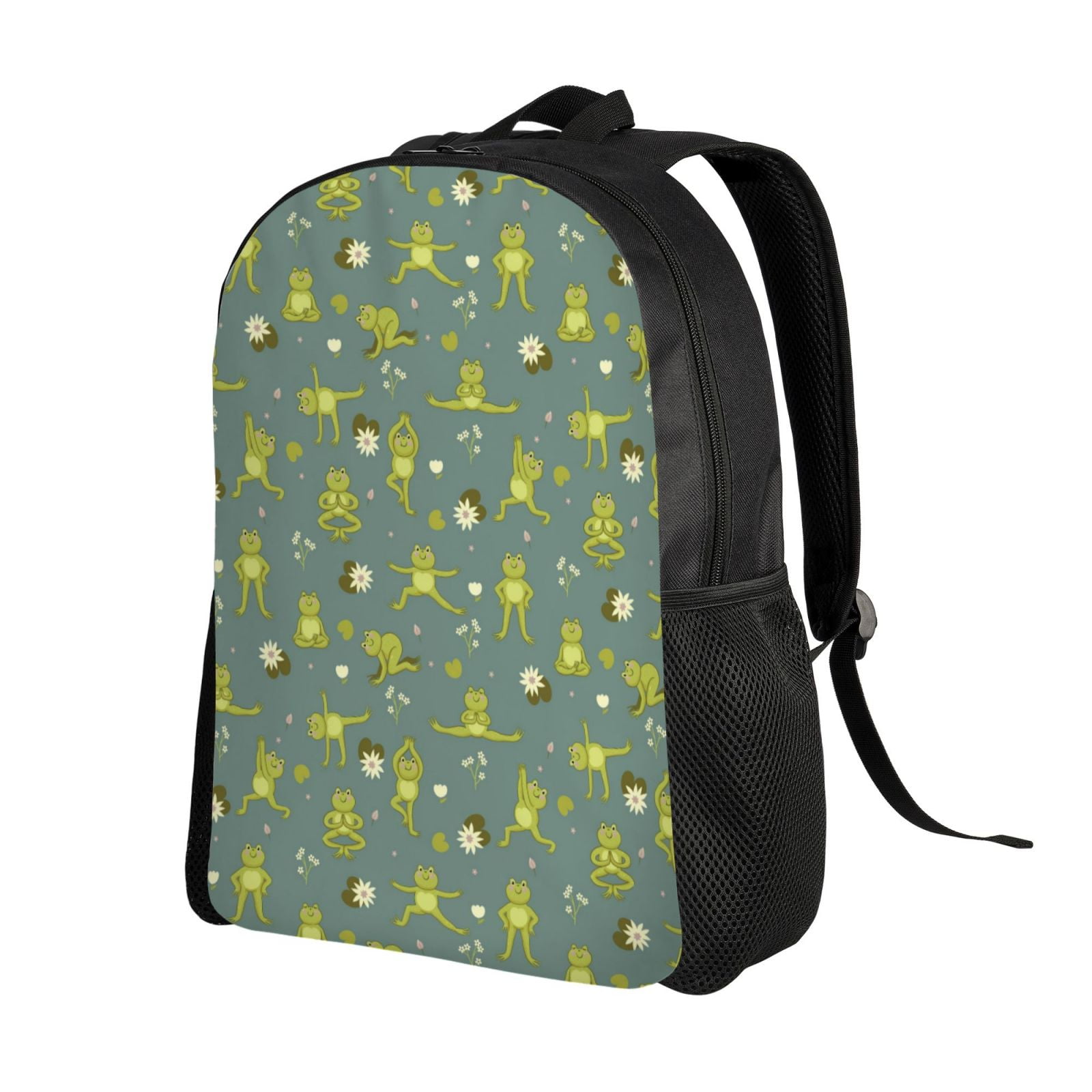 Ratiio Cute Yoga Frogs Print Backpack with Padded 15-inch Laptop Sleeve ...