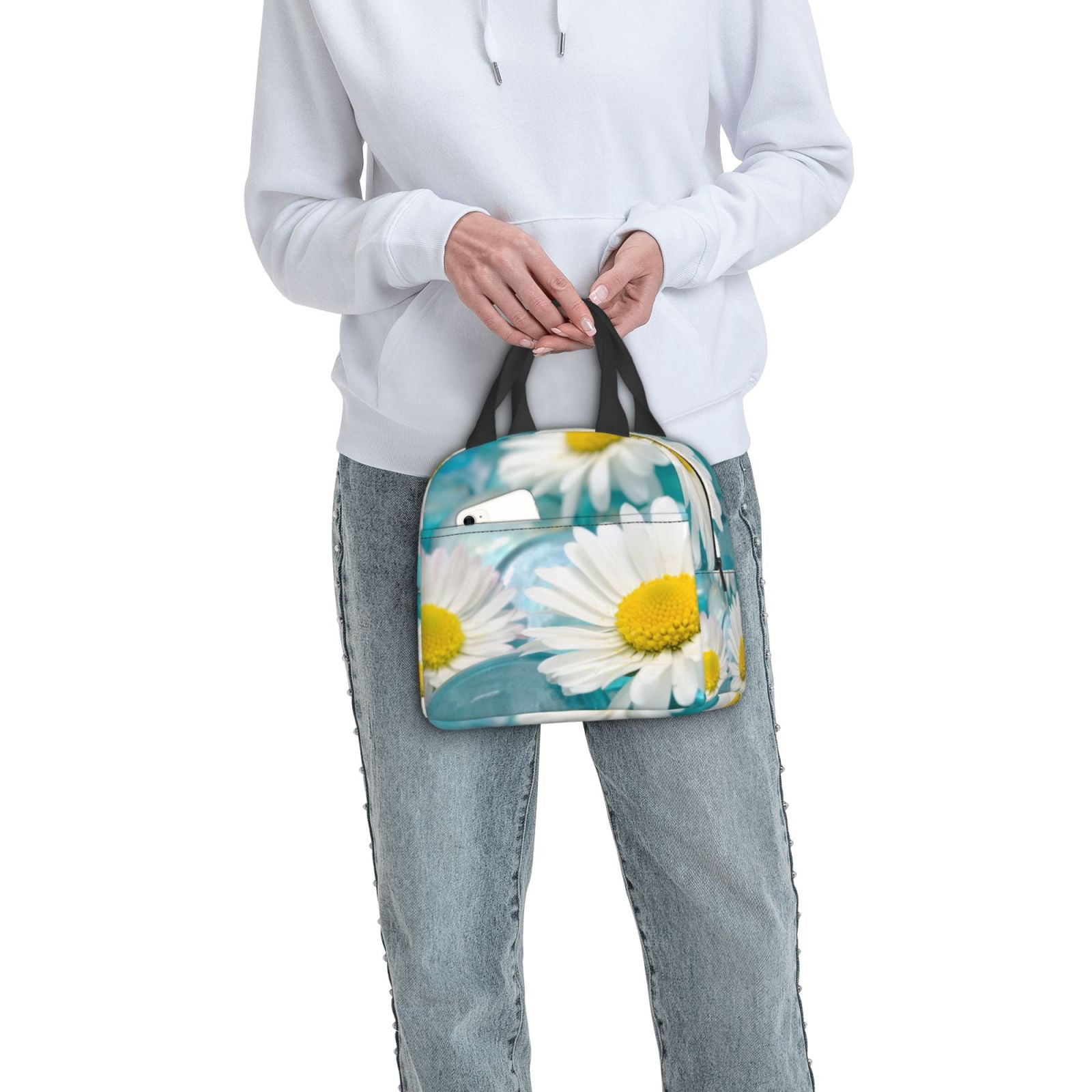 Ratiio Daisy Flowers Print Lunch Bag Lunch Box Insulated Lunch Bag ...