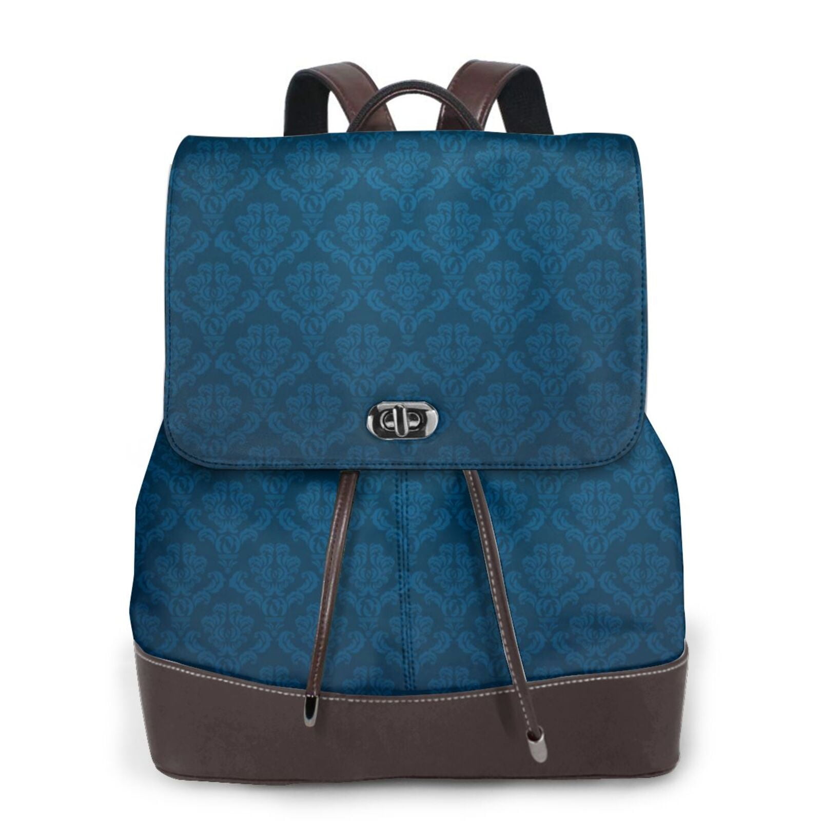 Ratiio Dark Blue Pattern Womens Backpack Purse Leather Backpack Purse ...