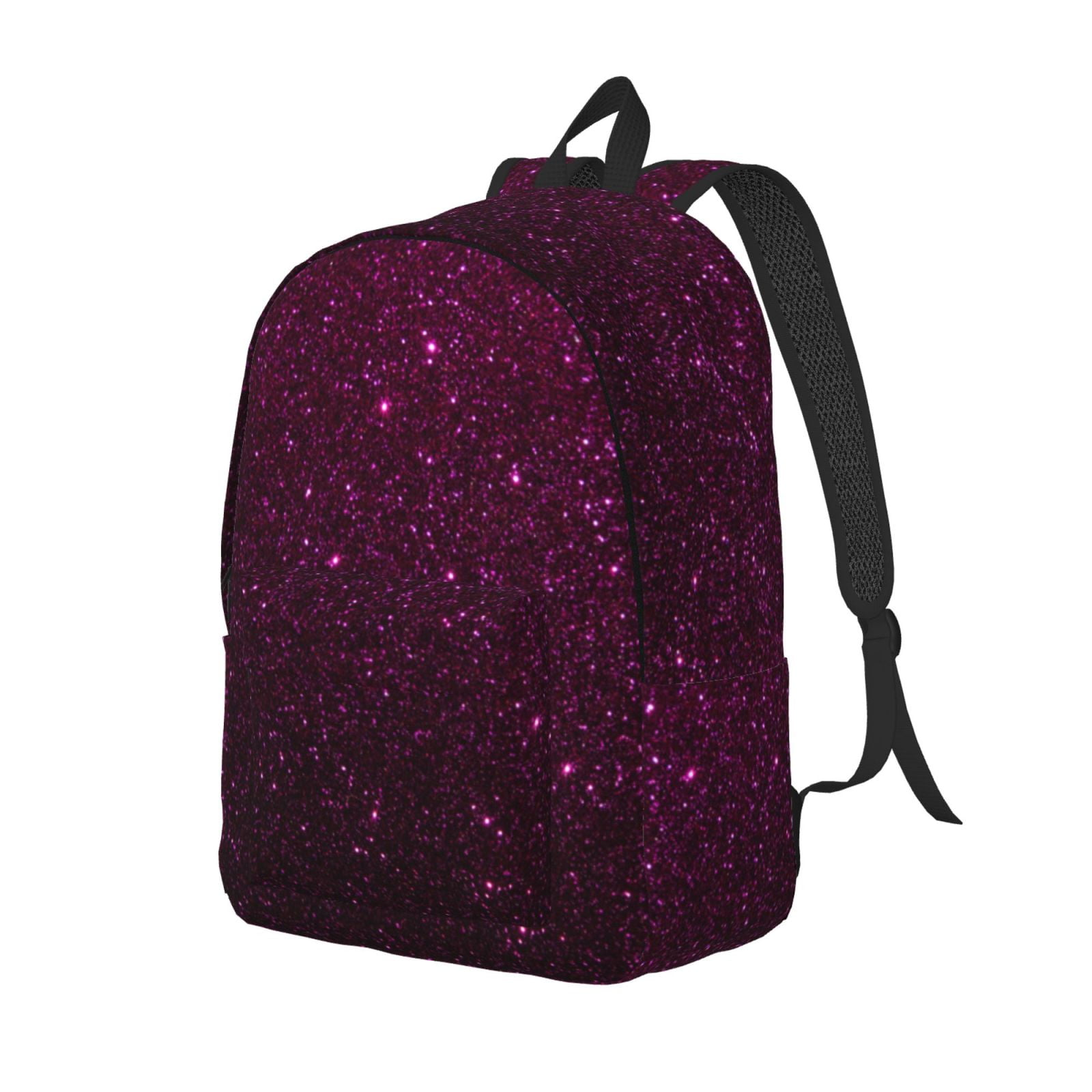 Ratiio Dark Purple Glitter Print Canvas Backpack for Women & Men Retro ...