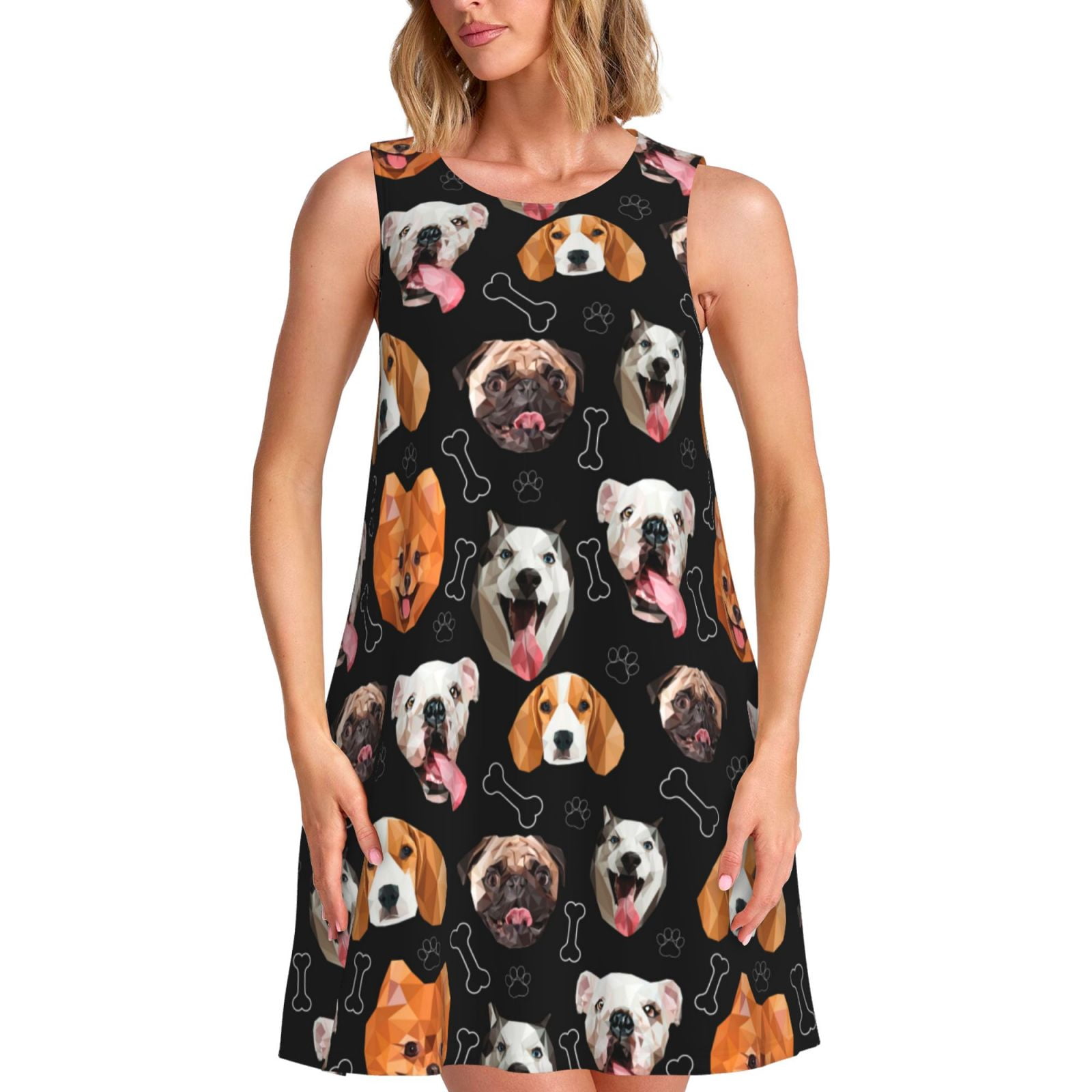Ratiio Different Breeds Of Dogs Pattern Women's Sleeveless Dress ...