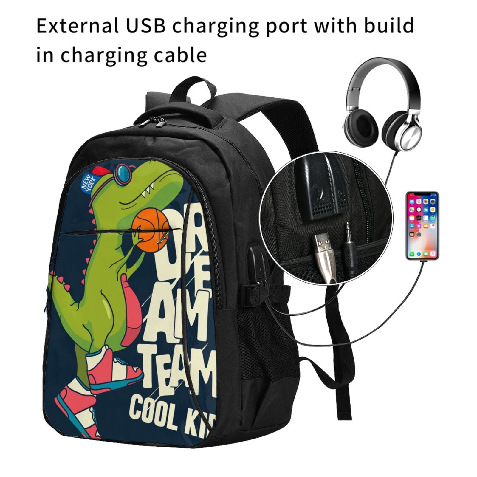 Ratiio Dinosaur Basketball Player Print Travel Laptop Backpack,Slim ...