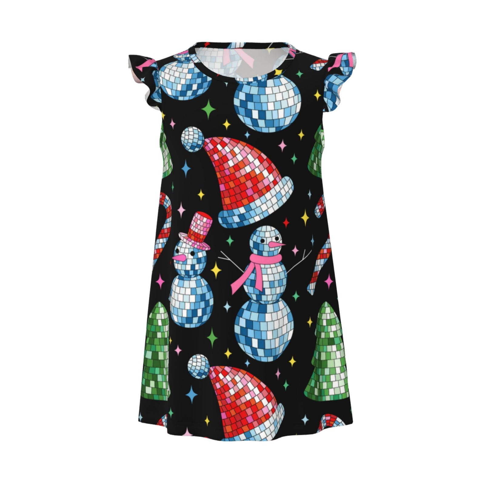 Ratiio Disco Mirror Ball Snowman Print Girls Nightgowns, Princess ...