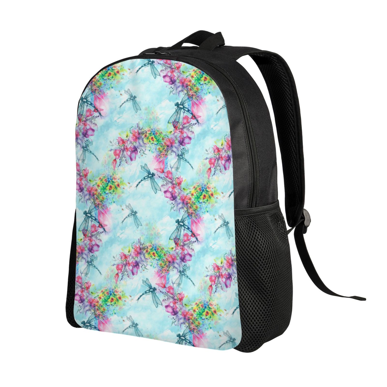 Ratiio Dragonfly Floral Print Backpack with Padded 15-inch Laptop ...