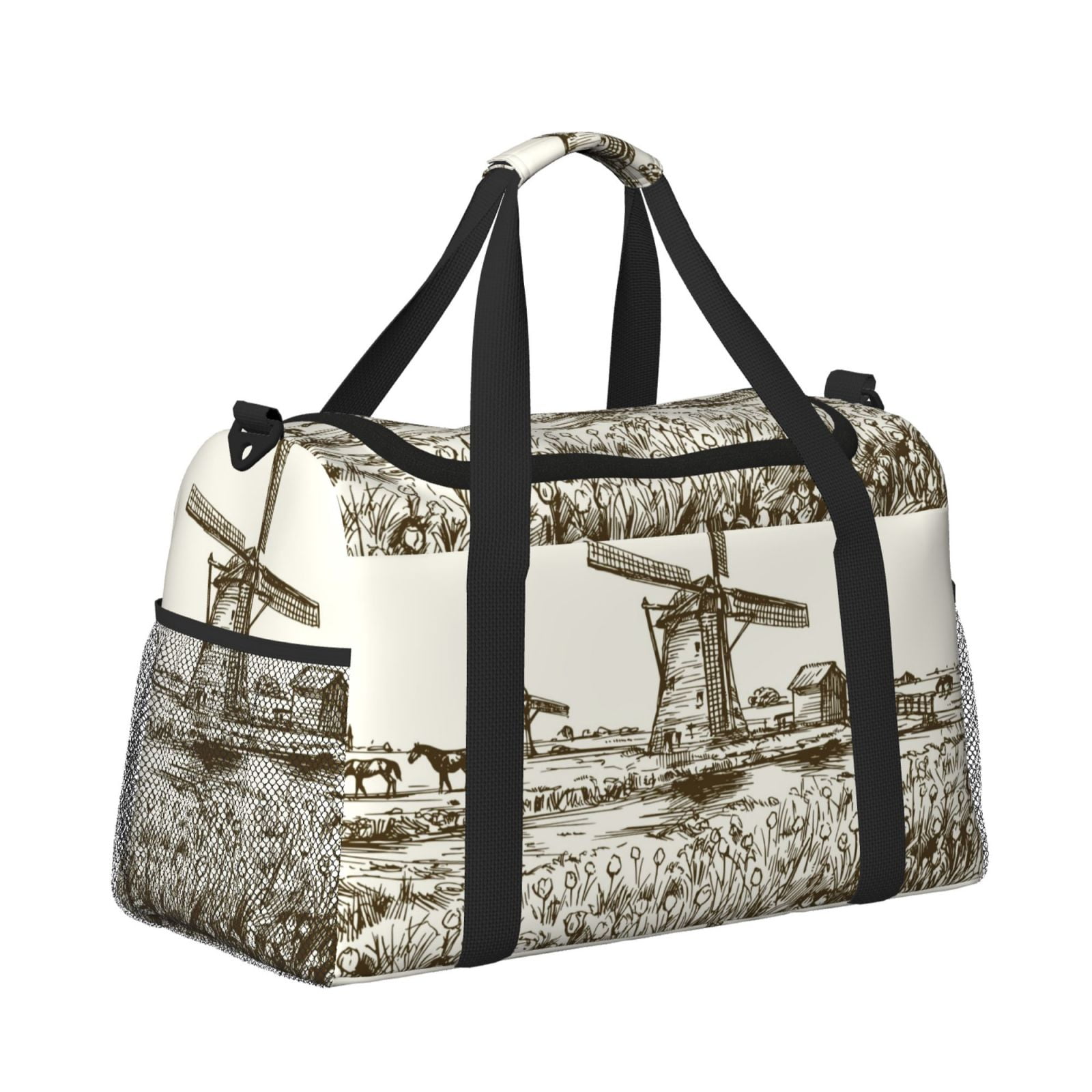 Ratiio Dutch Windmill Pattern Hand Travel Bag, Weekender Carry On for ...