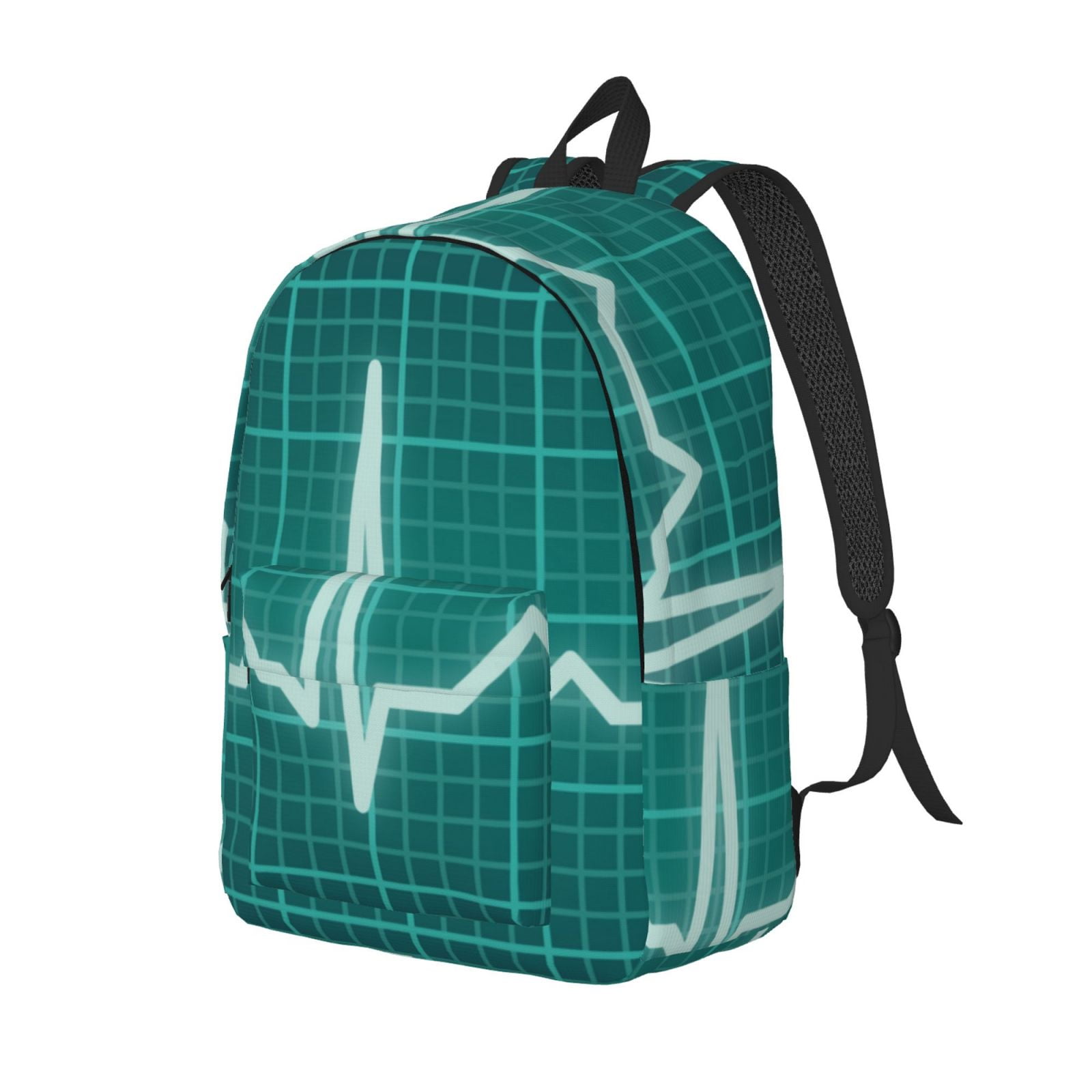Ratiio ECG Wave Print Canvas Backpack for Women & Men Retro Aesthetic ...