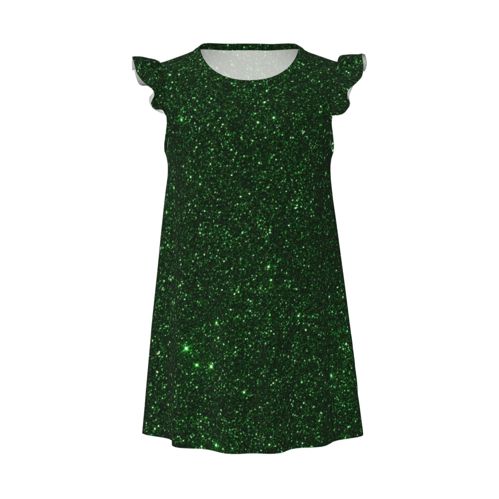 Ratiio Emerald Green Sparkling Print Girls Nightgowns, Princess Pajama ...