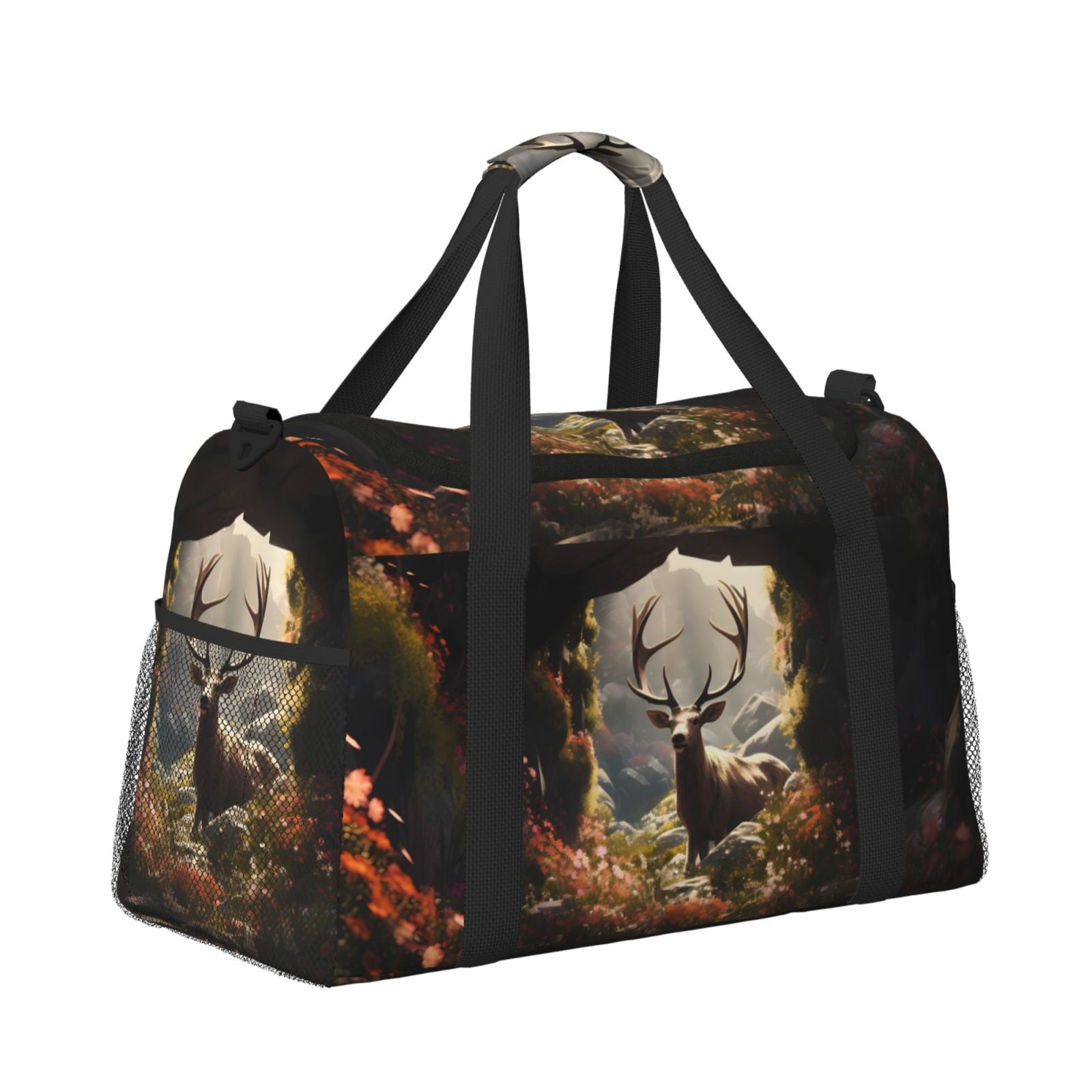 Ratiio Enchanted Deer In Cave Pattern Hand Travel Bag, Weekender Carry ...