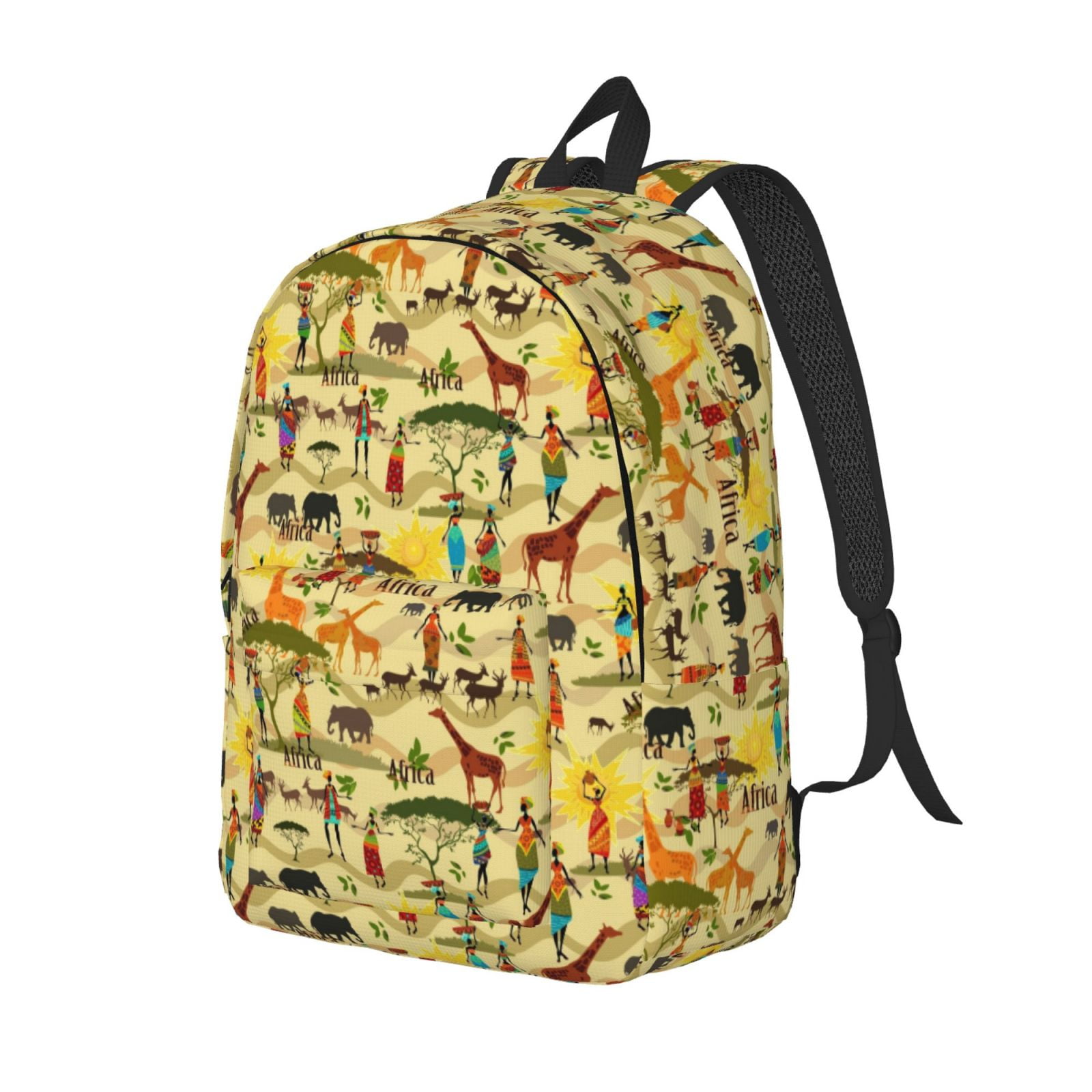 Ratiio Ethnic African Print Canvas Backpack for Women & Men Retro ...