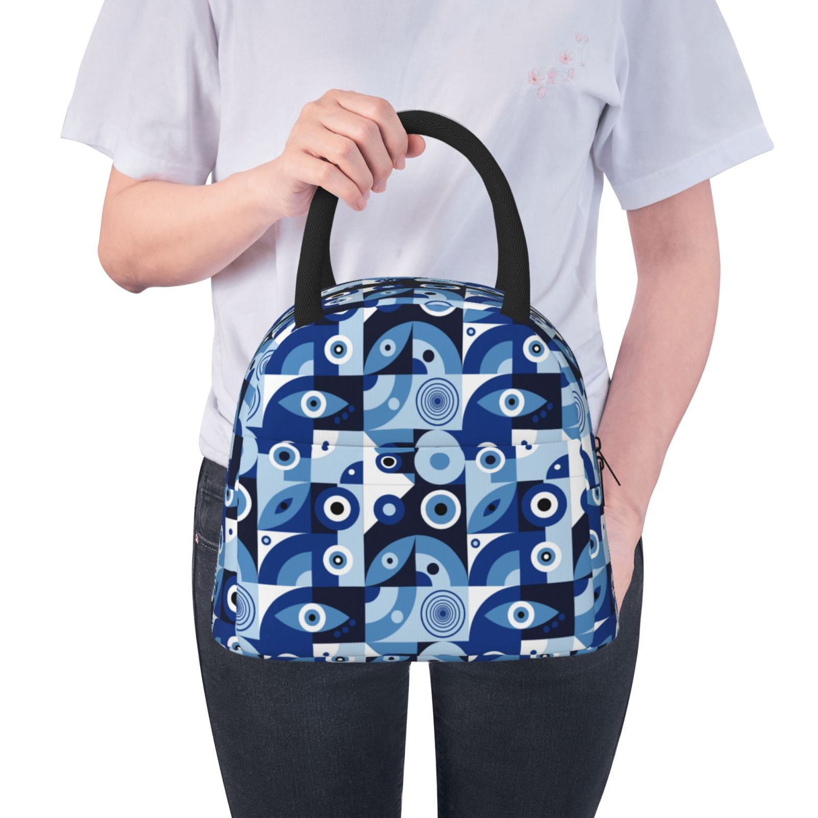 Ratiio Evil Eye Print Insulated Lunch Bag Women Reusable Lunch Box with ...