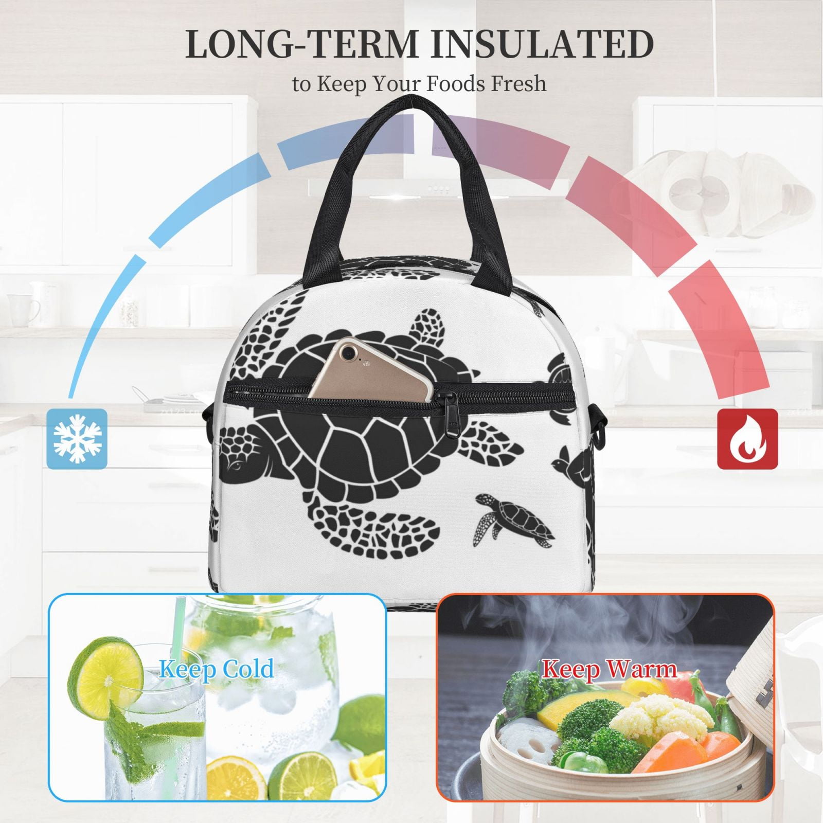 Ratiio Family Of Sea Turtles Pattern Lunch Bag ,Insulated Lunch Box ...
