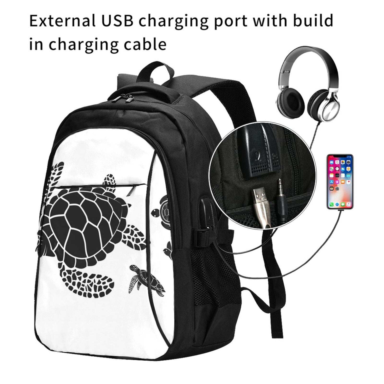 Ratiio Family Of Sea Turtles Print Travel Laptop Backpack,Slim Sturdy ...