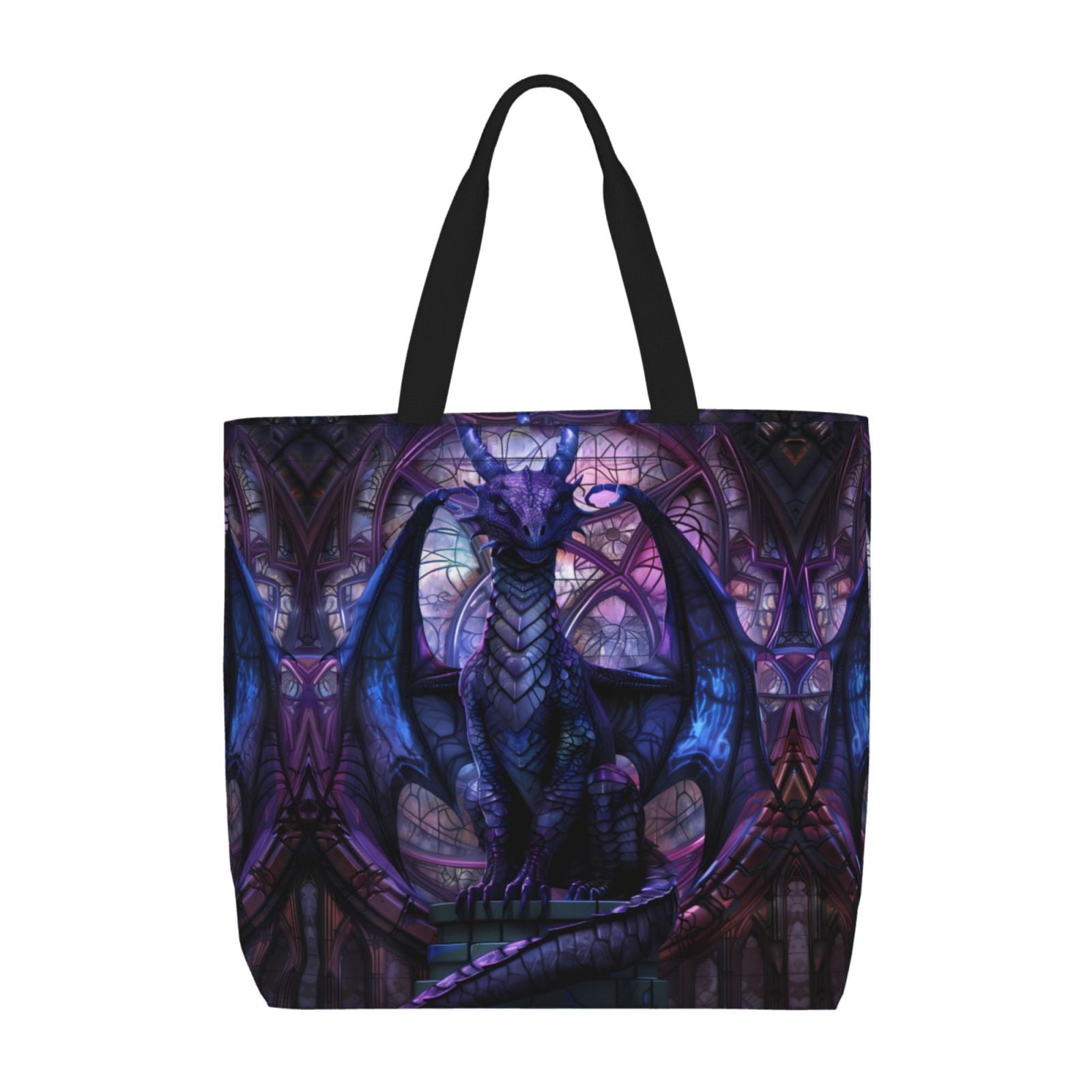 Ratiio Fantasy Dragon In Cathedral Print Reusable Grocery Bag Shopping ...