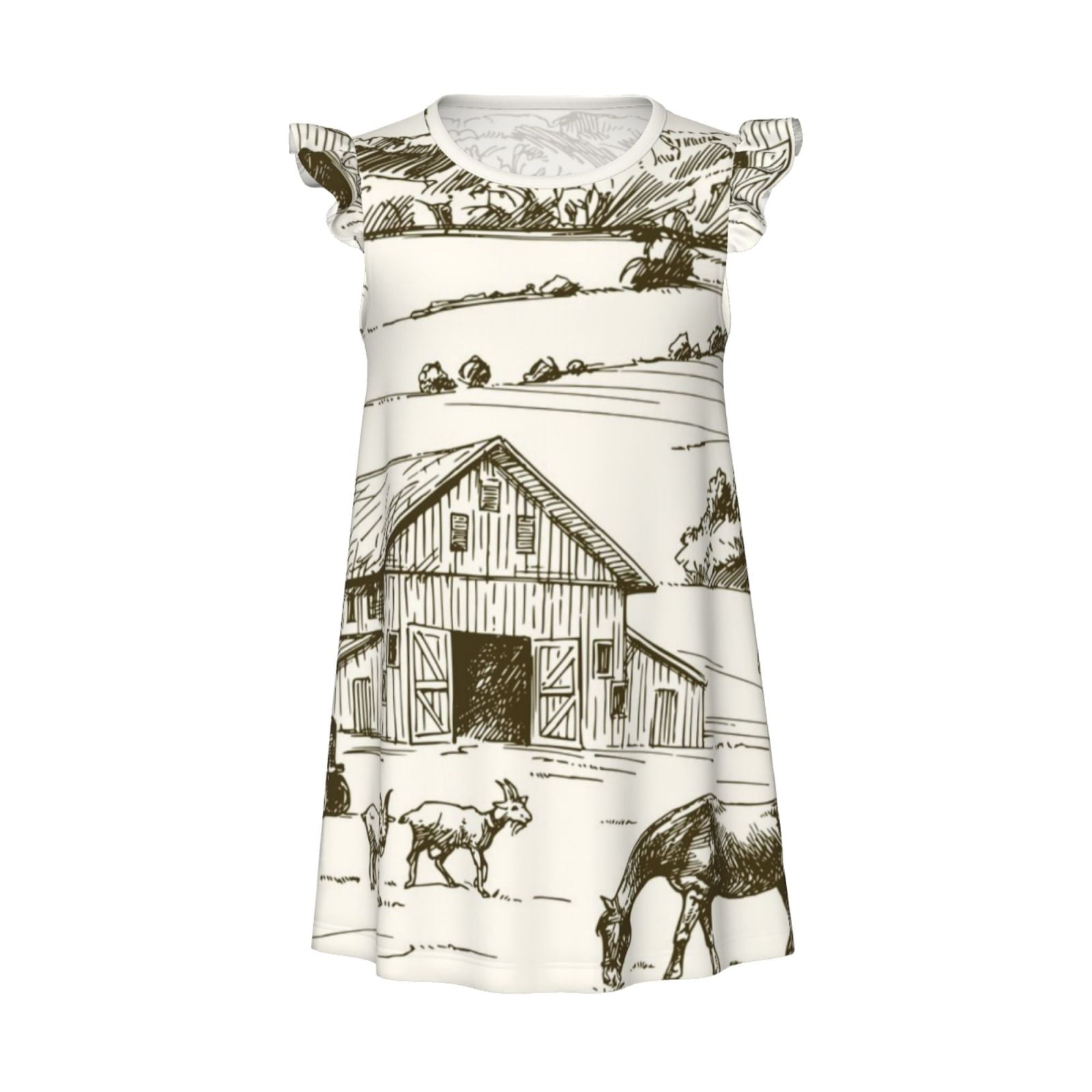 Ratiio Farm Animals 2 Print Girls Nightgowns, Princess Pajama Dresses ...