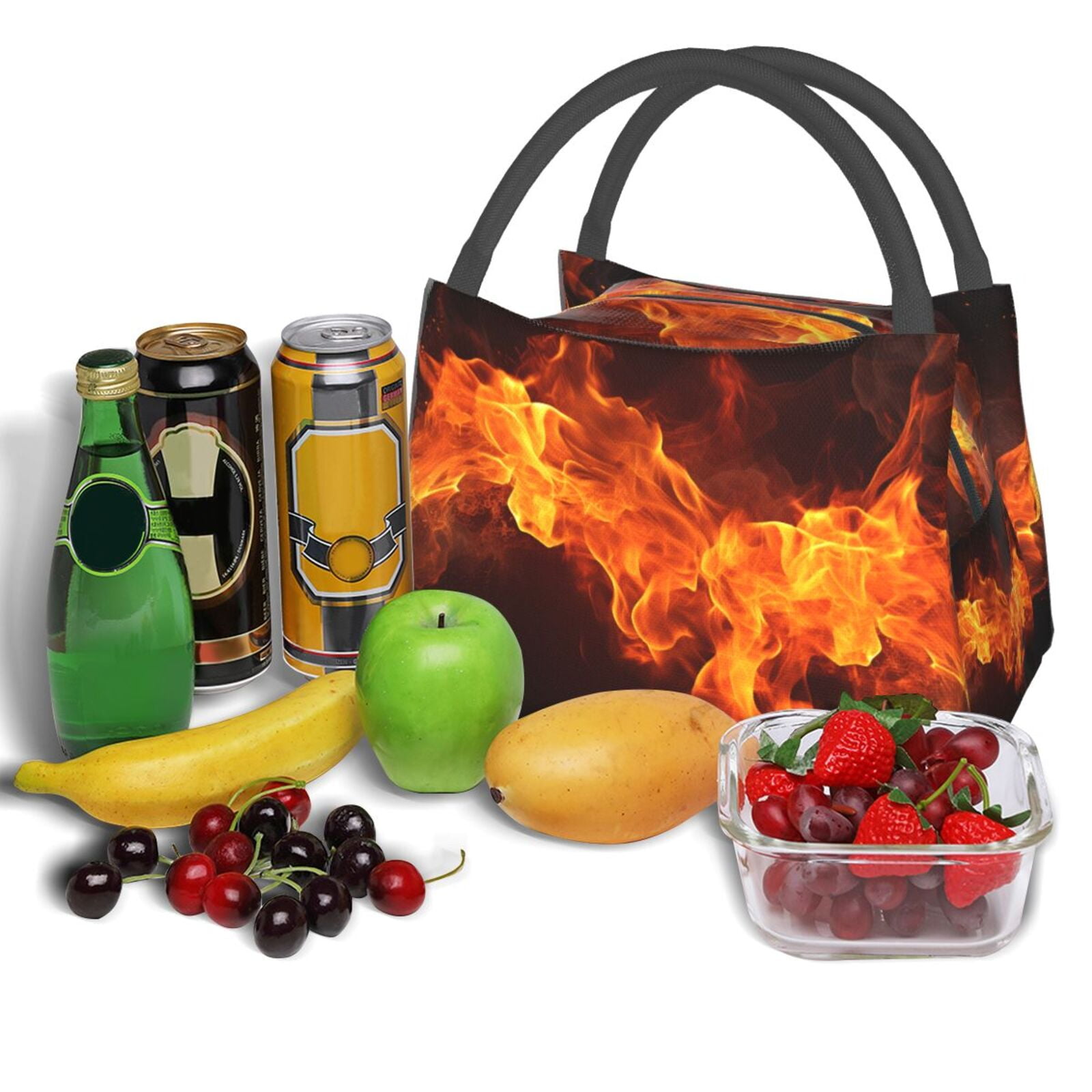 Ratiio Fiery Orange Flames Energy Pattern Portable Insulation Lunch Bag ...