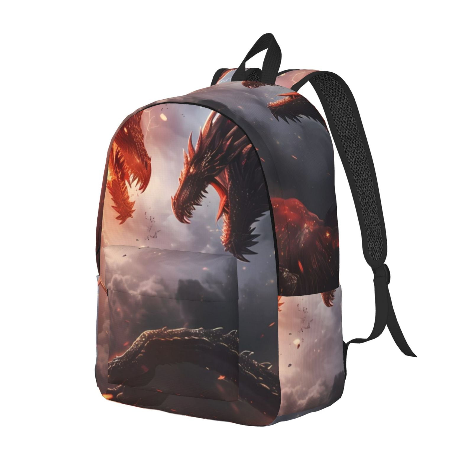 Ratiio Fire Sky Dragon Print Canvas Backpack for Women & Men Retro ...