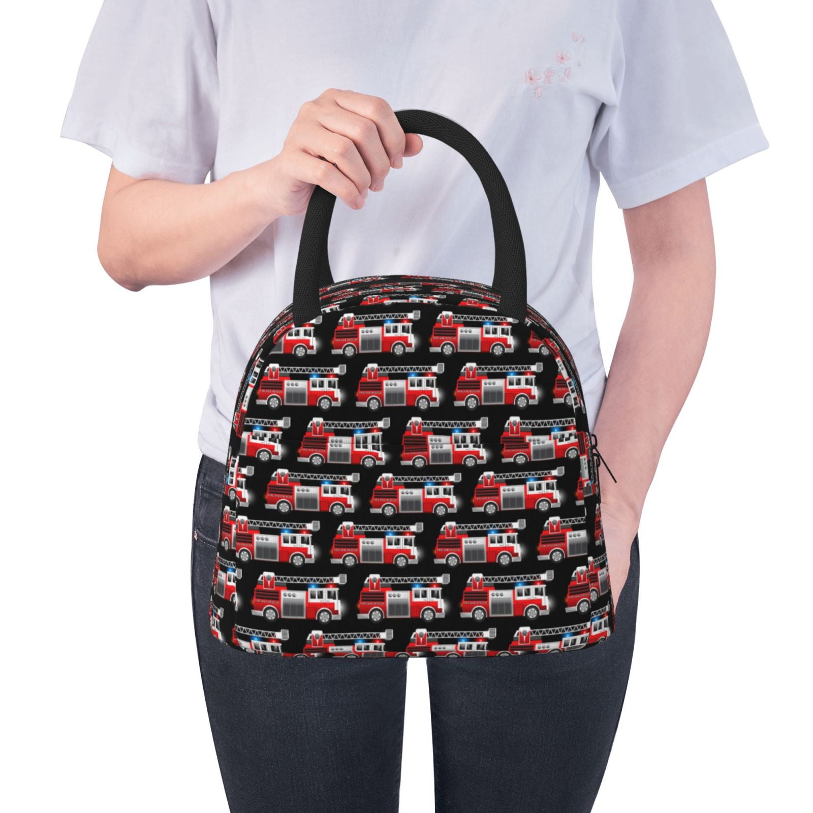 Ratiio Fire and Rescue Truck Print Insulated Lunch Bag Women Reusable ...