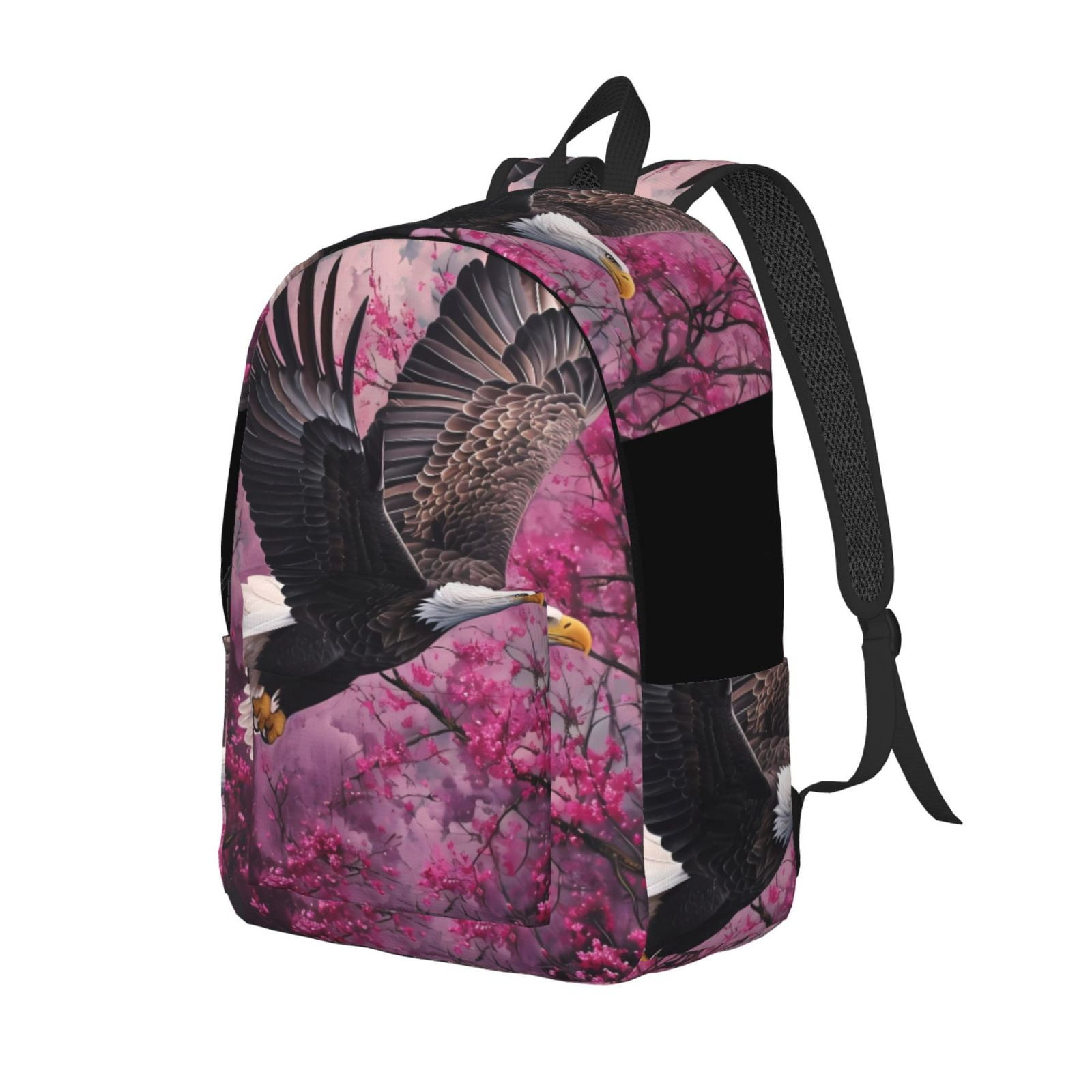 Ratiio Flower Bald Eagle Print Canvas Backpack for Women & Men Retro ...