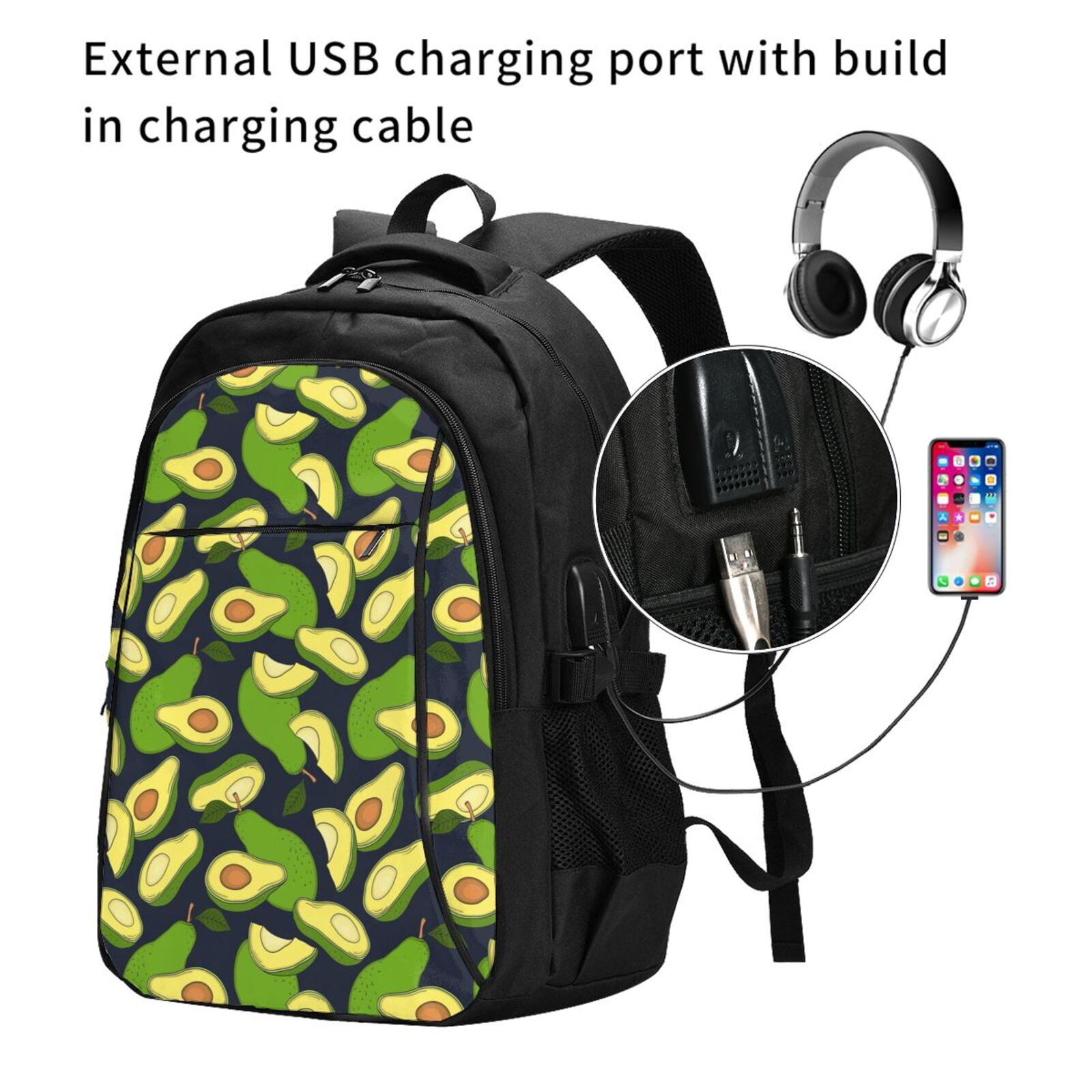 Ratiio Fresh Avocado Print Travel Laptop Backpack,Slim Sturdy Laptops ...