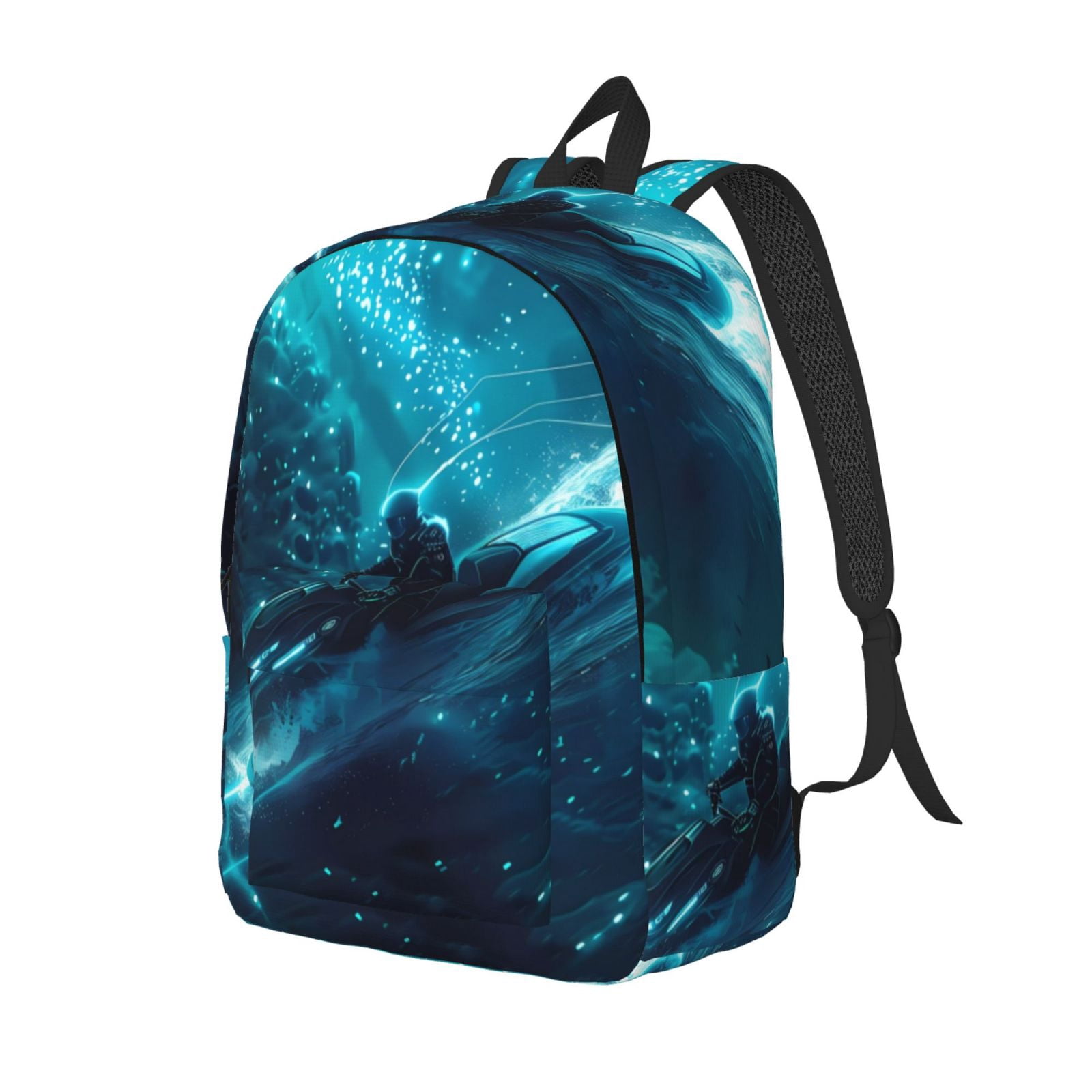 Ratiio Futuristic Jet Ski Adventure Print Canvas Backpack for Women ...