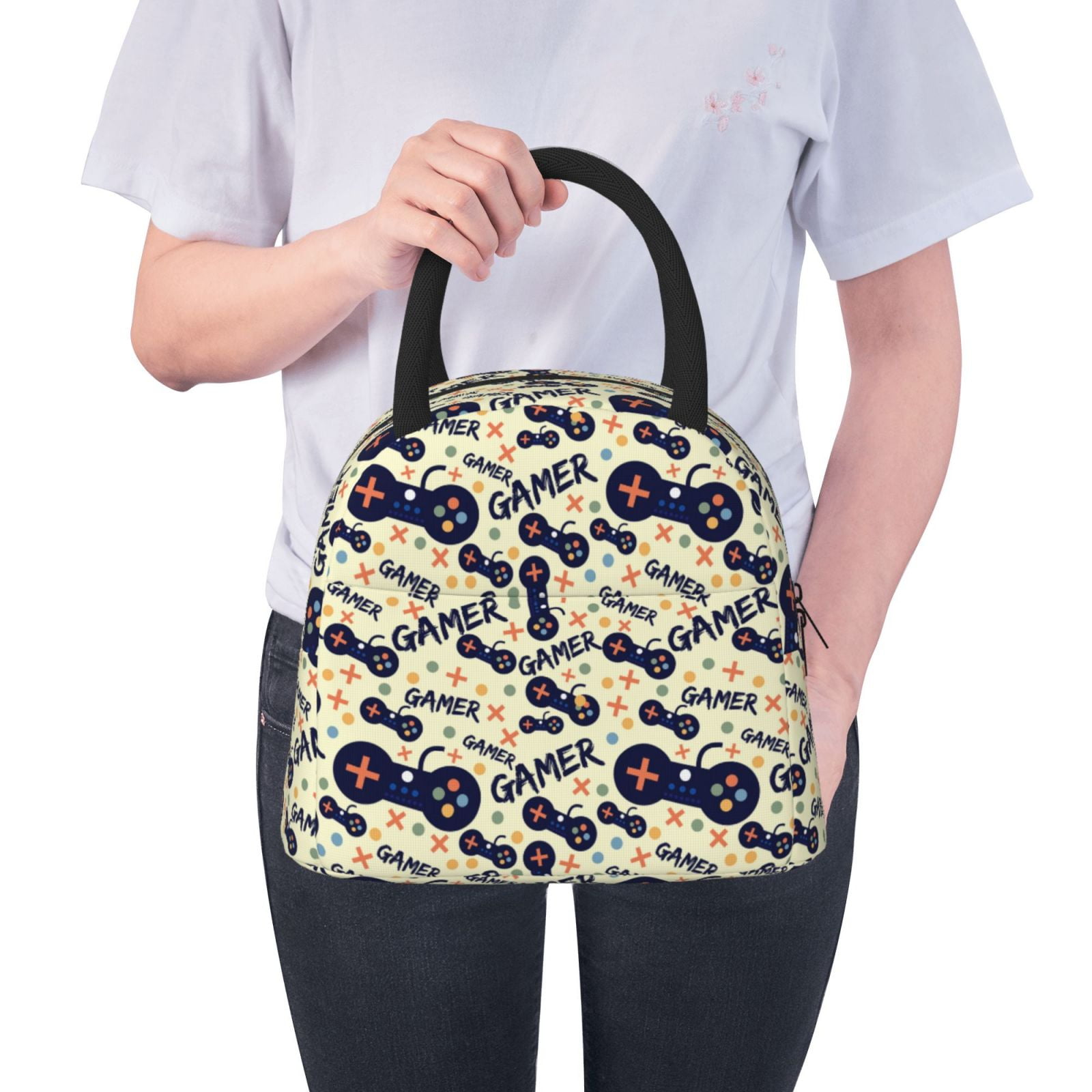 Ratiio Game Controller Print Insulated Lunch Bag Women Reusable Lunch ...