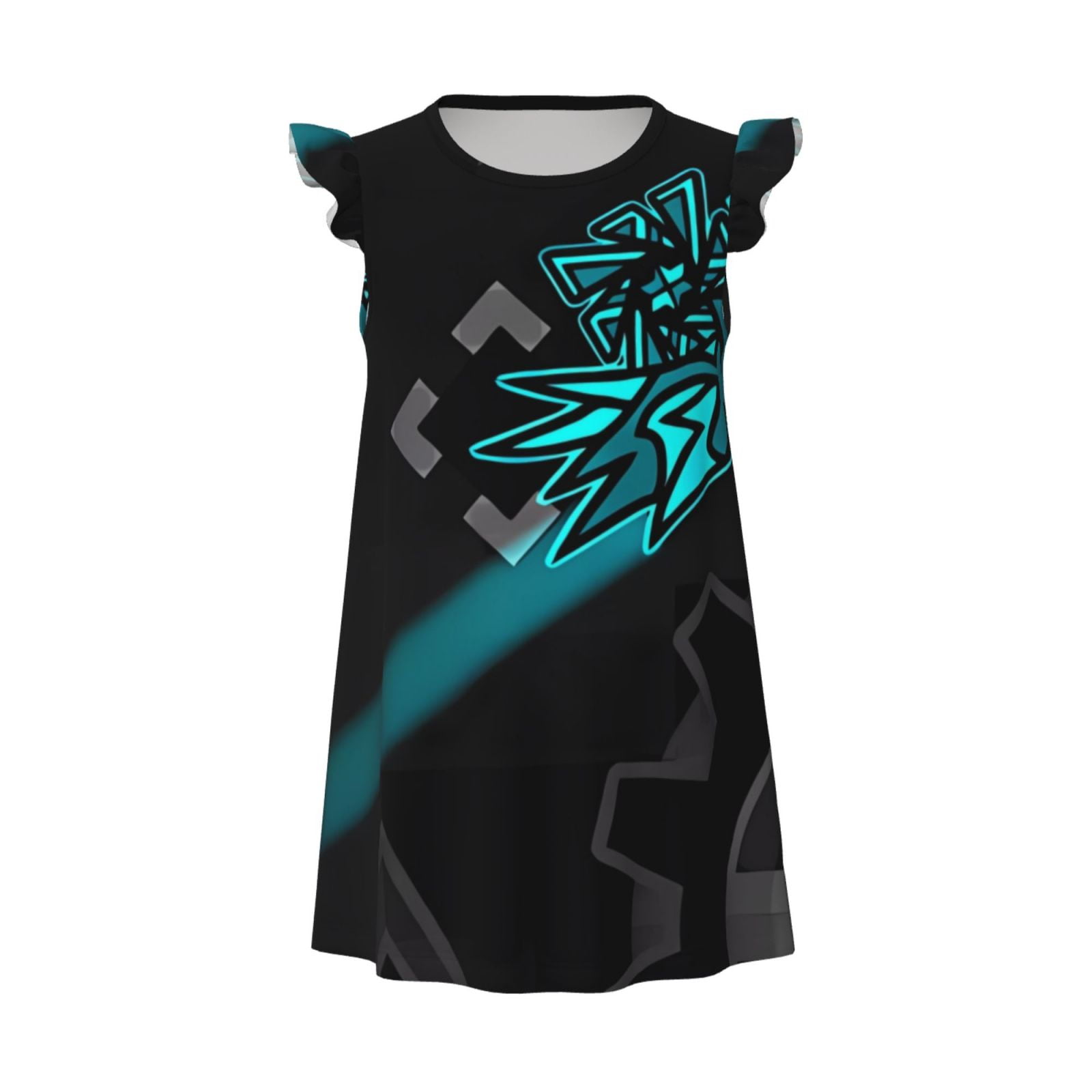 Ratiio Geometry Dash Print Girls Nightgowns, Princess Pajama Dresses ...