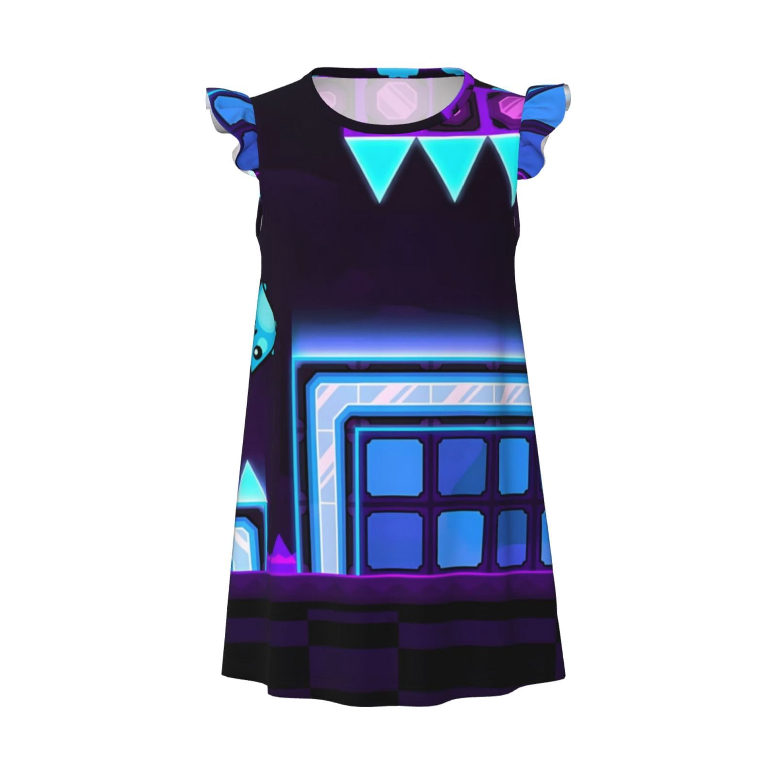 Ratiio Geometry Dash Print Girls Nightgowns, Princess Pajama Dresses ...