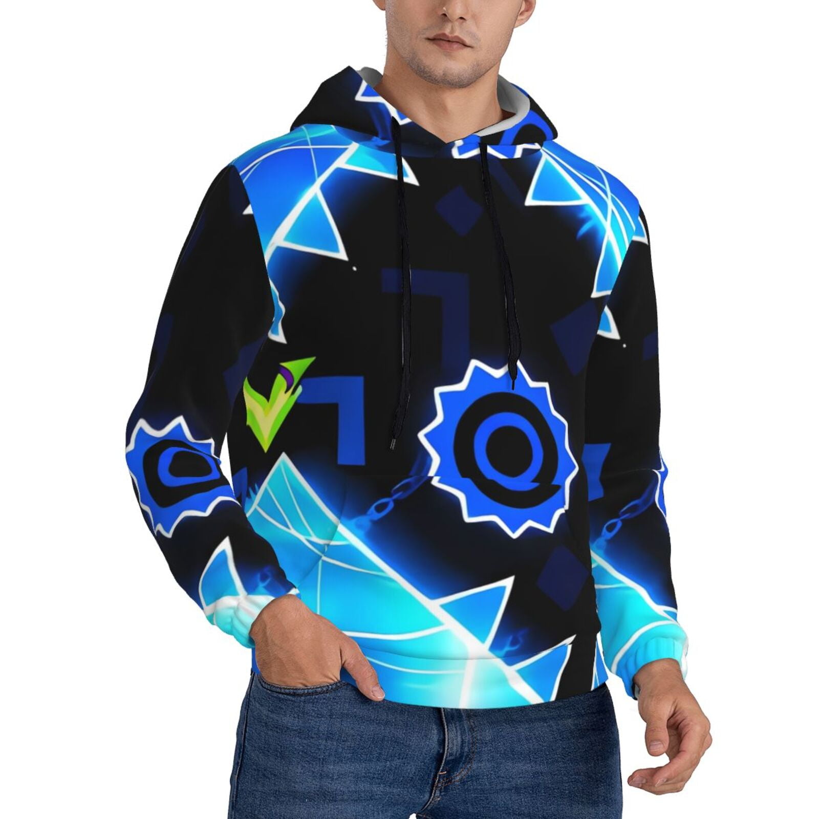 Ratiio Geometry Dash Print Men's Hoodie, Pullover Hooded Sweatshirt for ...