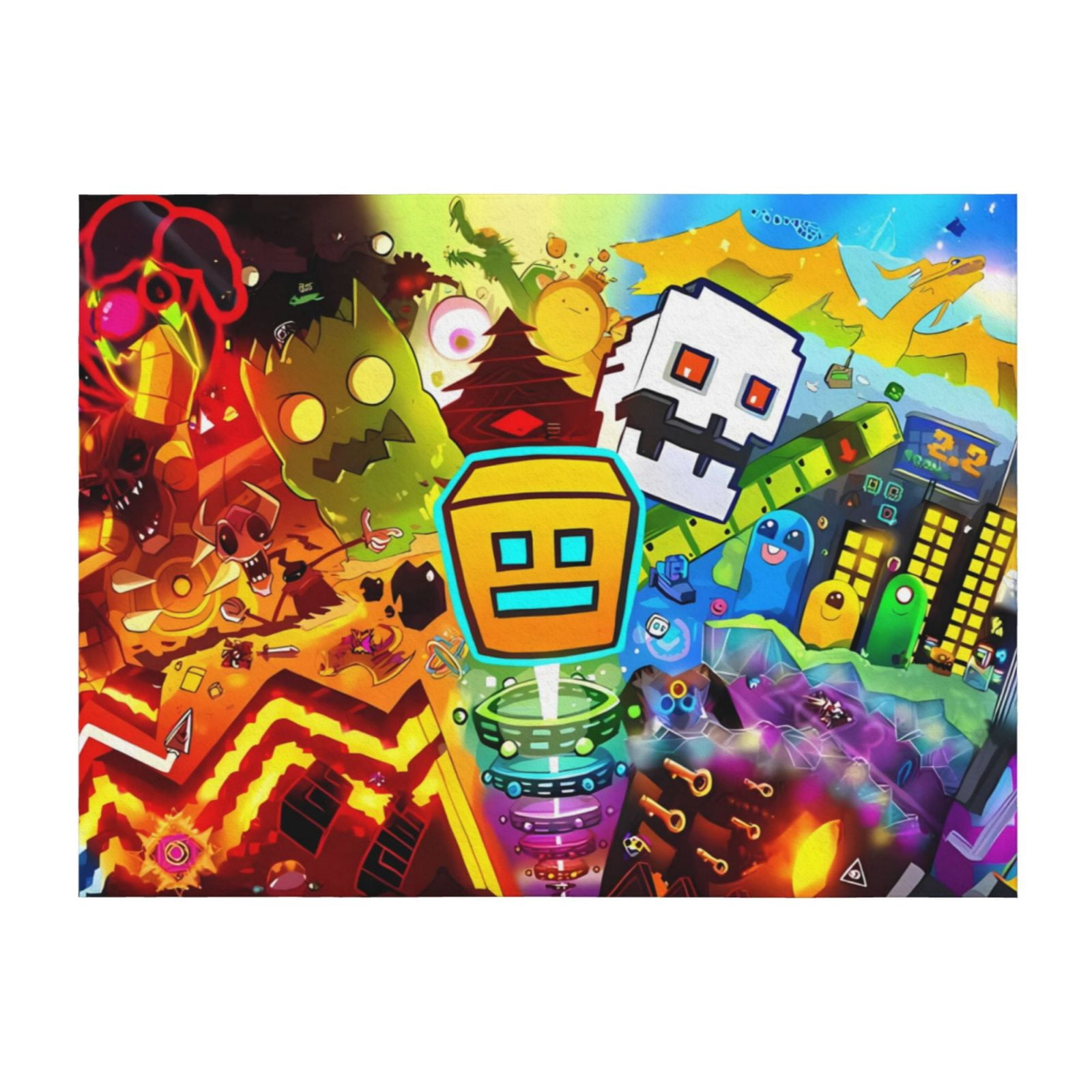 Ratiio Geometry Dash Print Throw Blanket for Couch Sofa or Bed Throw ...