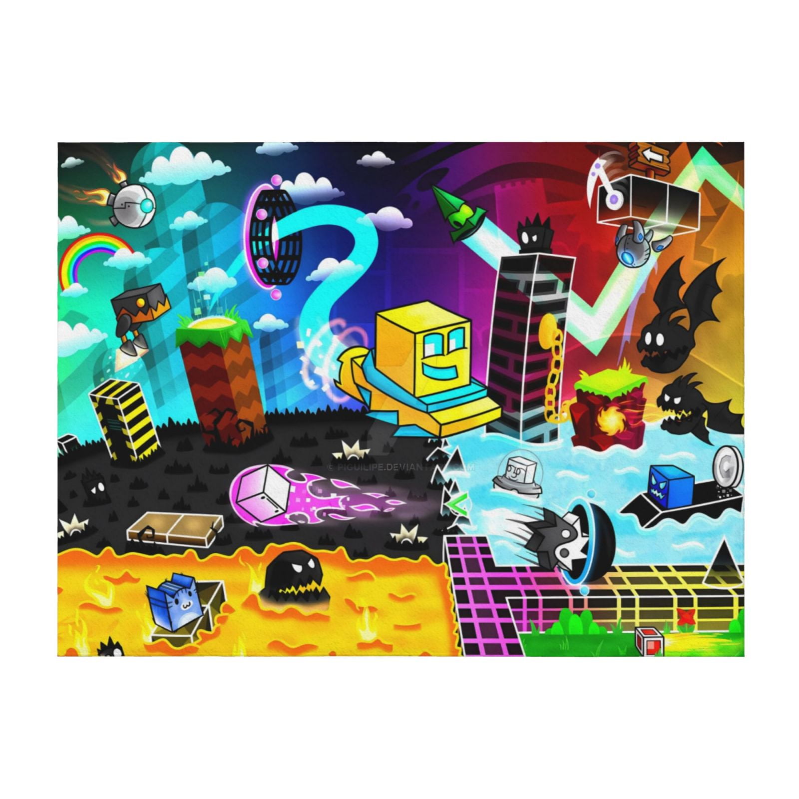 Ratiio Geometry Dash Print Throw Blanket for Couch Sofa or Bed Throw ...