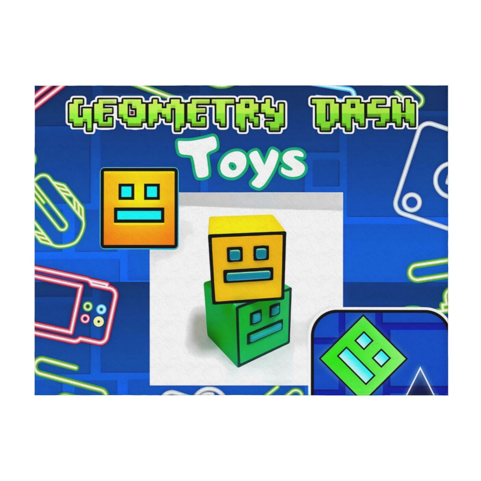 Ratiio Geometry Dash Print Throw Blanket for Couch Sofa or Bed Throw ...