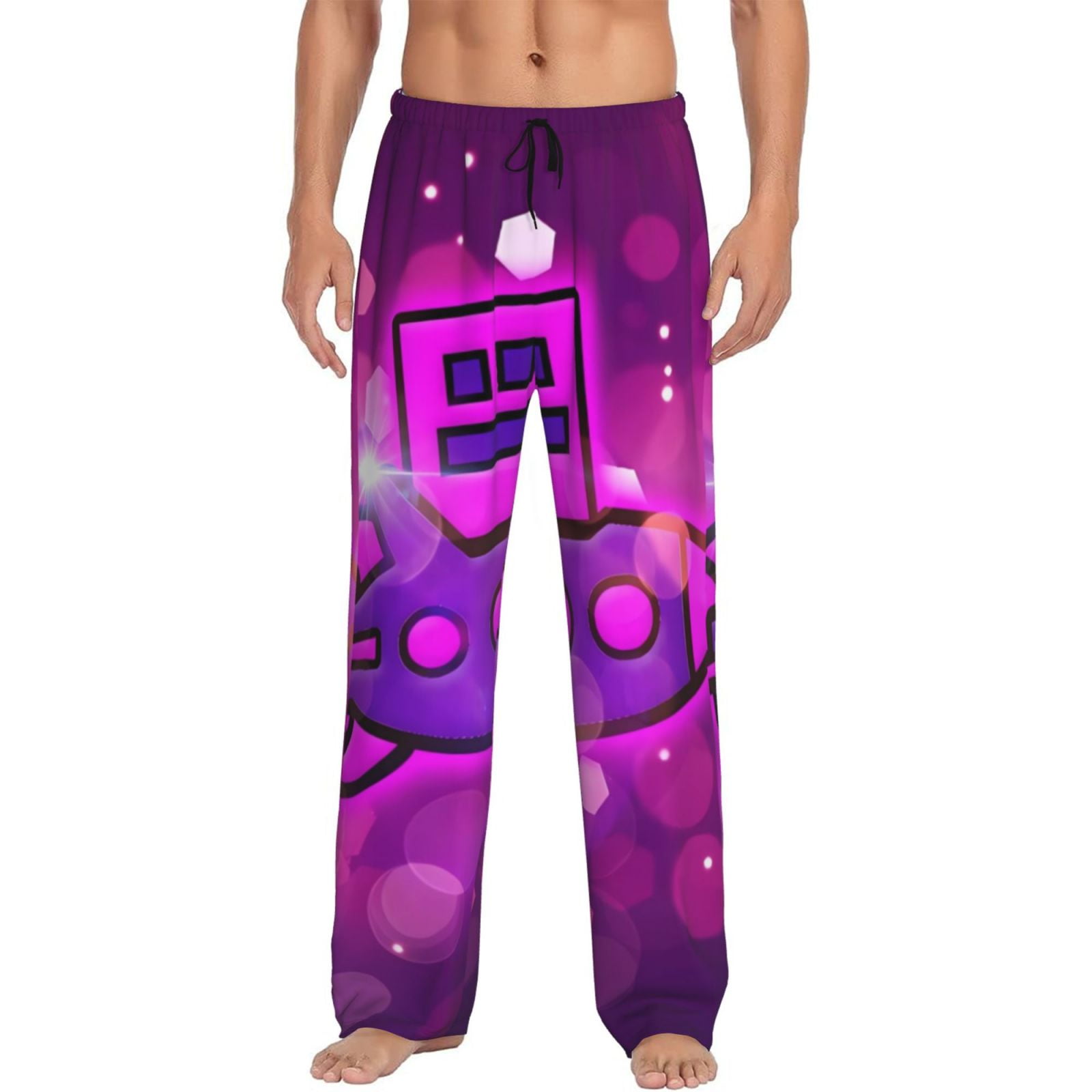 Ratiio Geometry Dash Print Women Soft Pajama Long Pants, Comfy Wide Leg Lounge Pants With ...