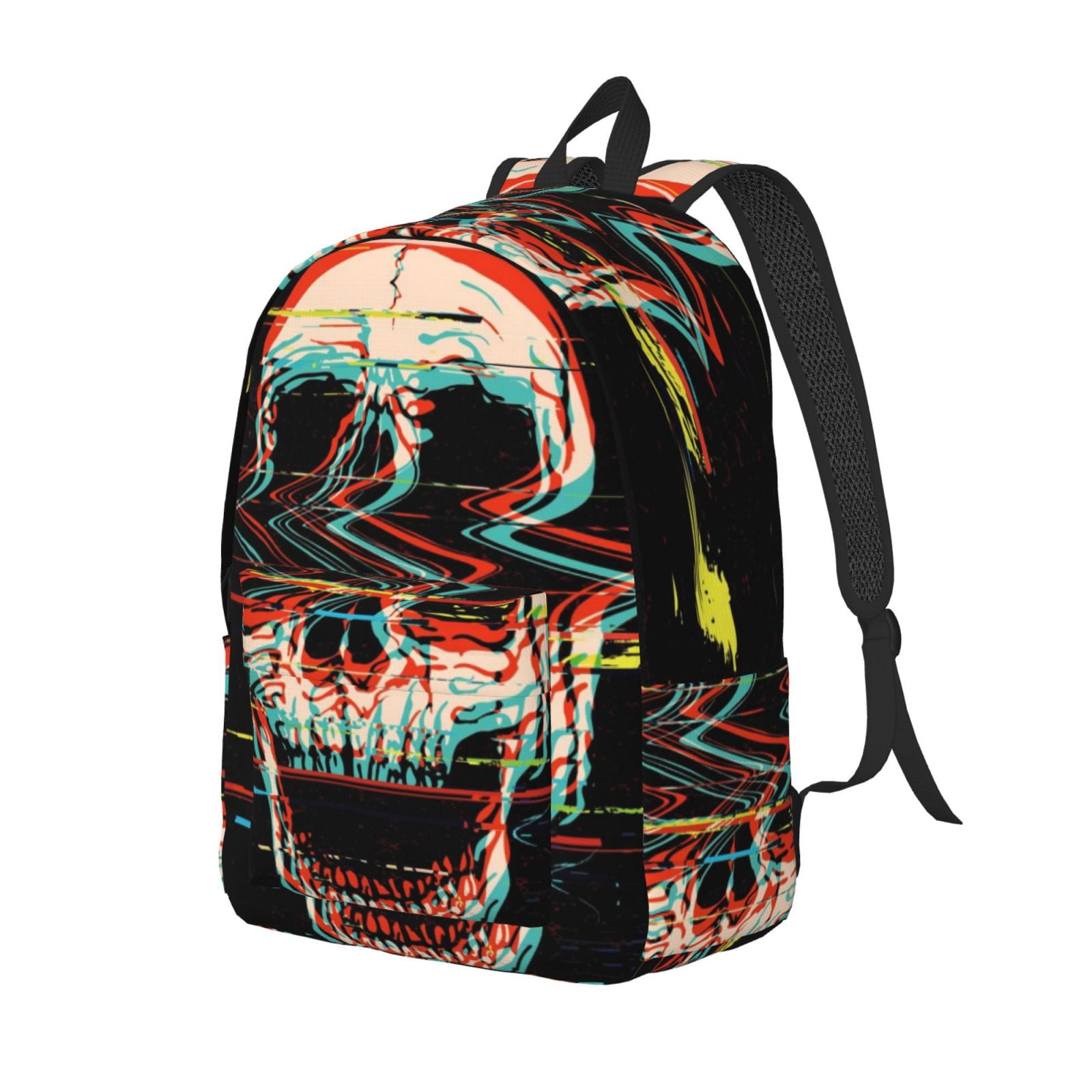 Ratiio Glitch Screaming Skull Print Canvas Backpack for Women & Men ...