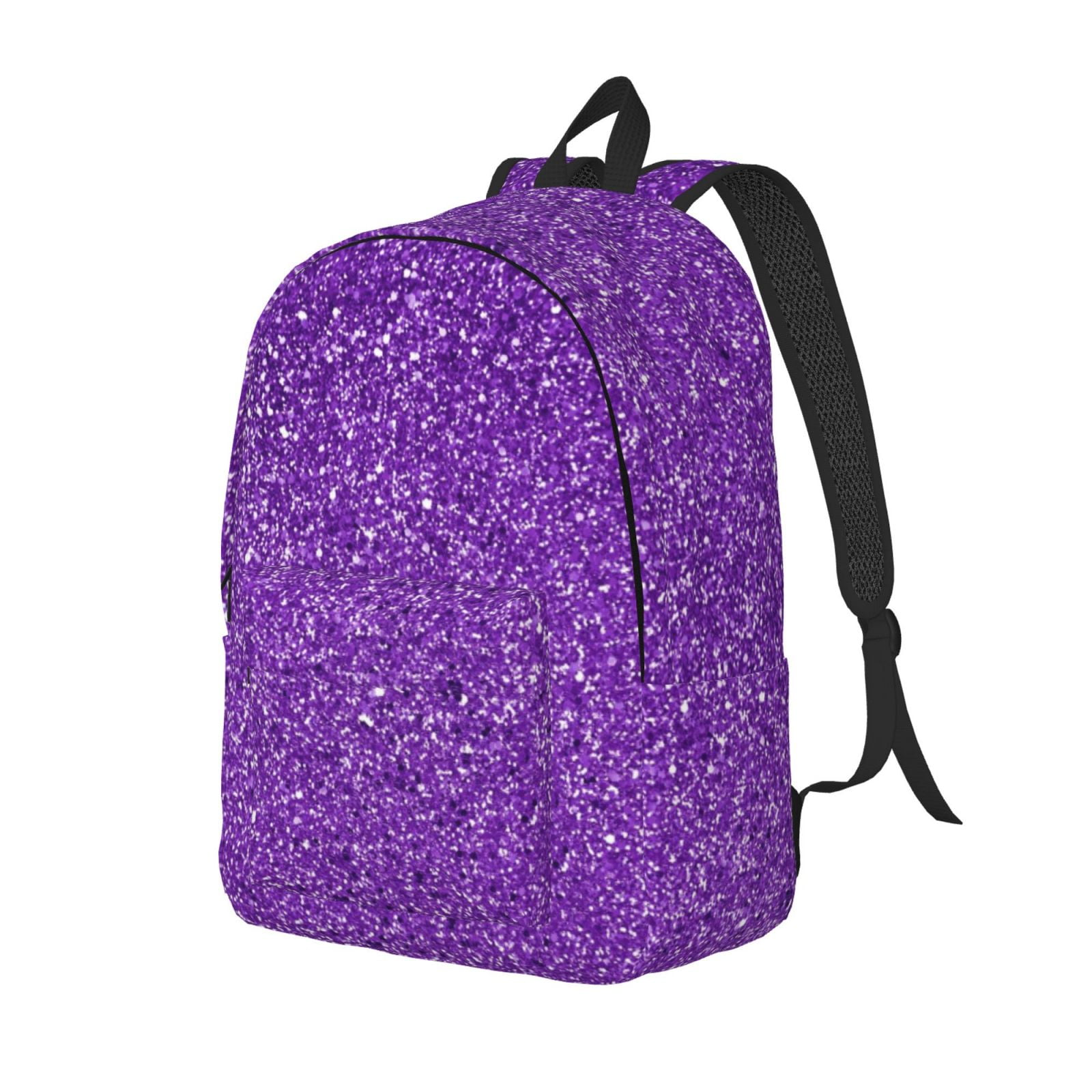 Ratiio Glitter Purple Print Canvas Backpack for Women & Men Retro ...