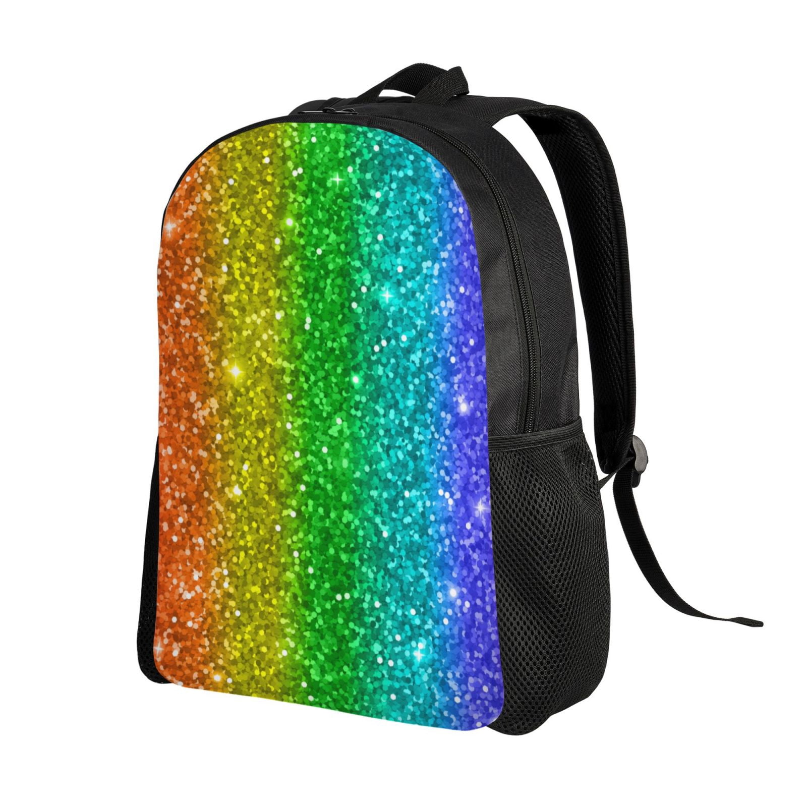 Ratiio Glitter Rainbow Print Backpack with Padded 15-inch Laptop Sleeve ...