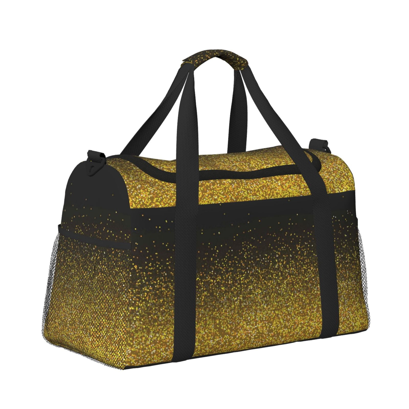 Ratiio Gold Glitter Gradient Pattern Hand Travel Bag, Weekender Carry ...