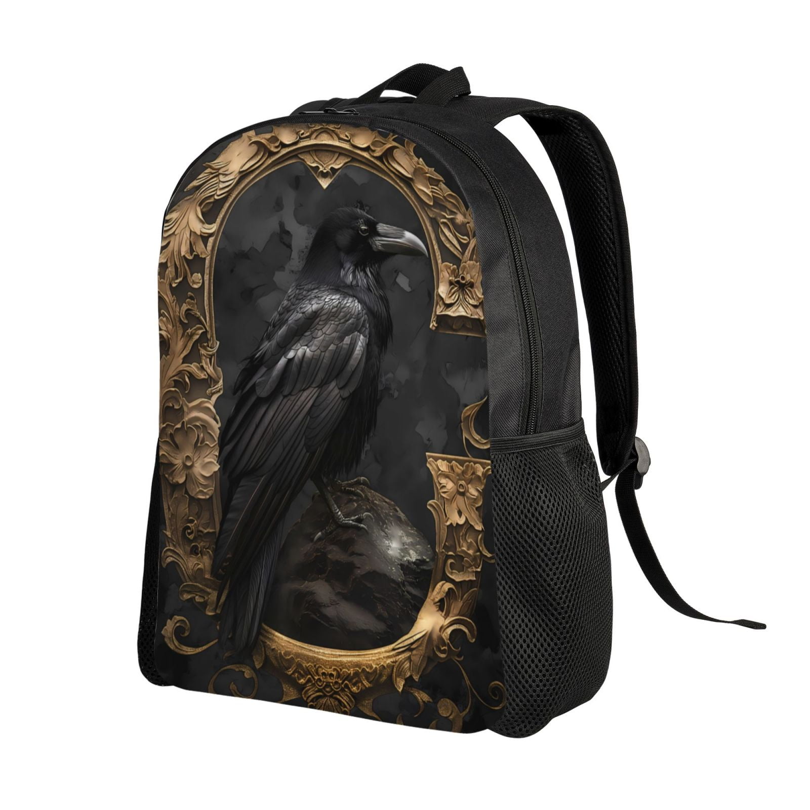 Ratiio Gothic Raven Portrait Print Backpack with Padded 15-inch Laptop ...