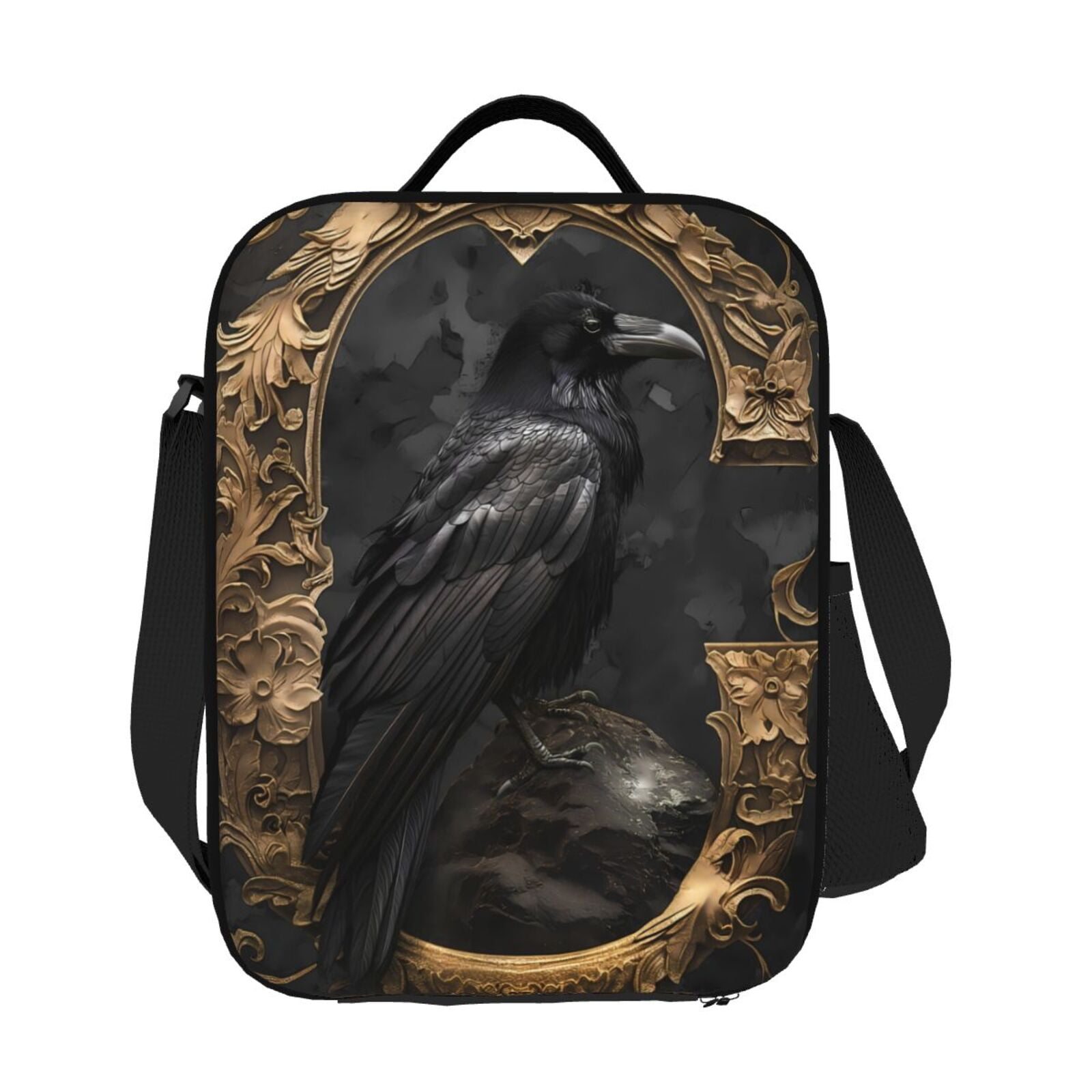 Ratiio Gothic Raven Portrait Print Lunch Box - Reusable Lunch Bag Men ...