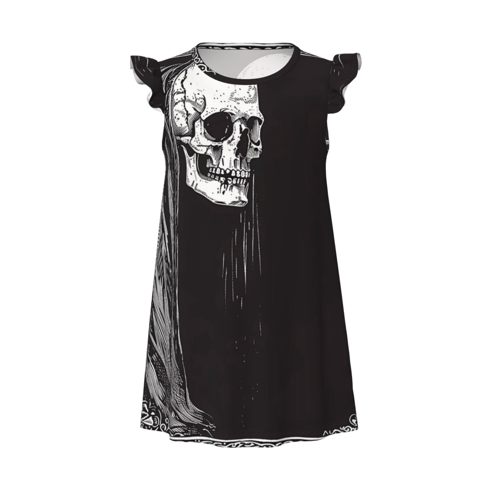 Ratiio Gothic Skull Drape Print Girls Nightgowns, Princess Pajama ...