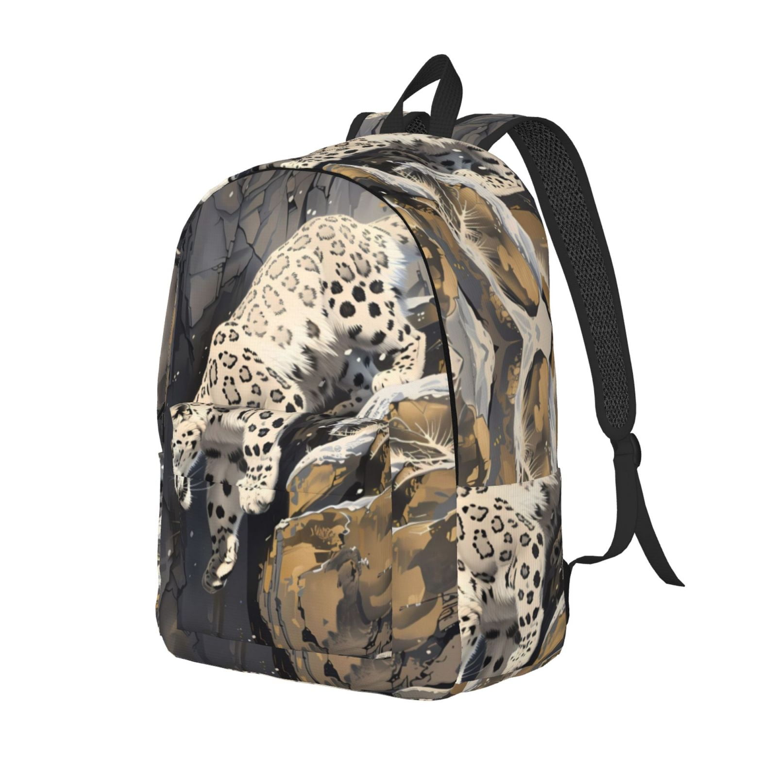 Ratiio Graceful Snow Leopard Print Canvas Backpack for Women & Men ...
