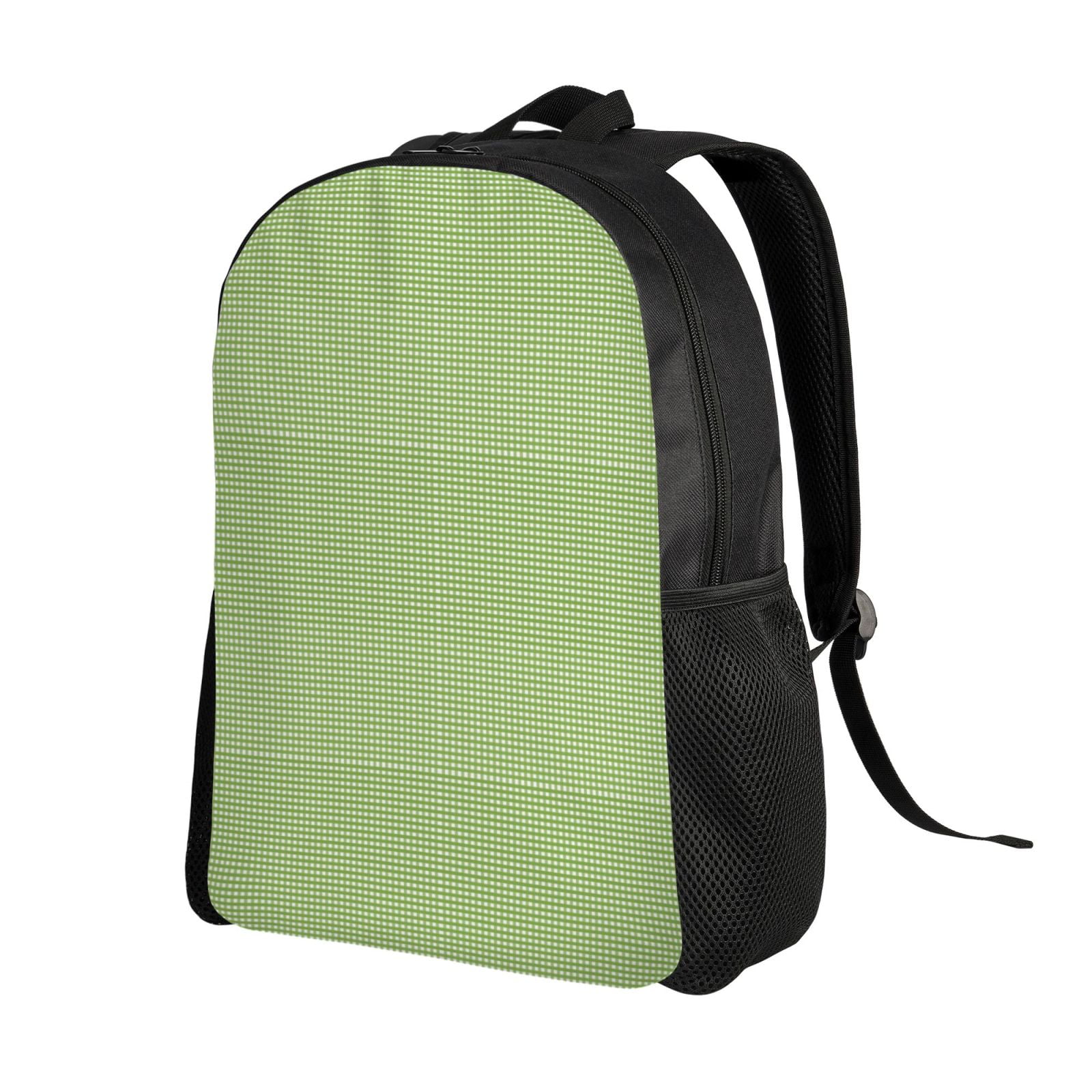 Ratiio Green Gingham Print Backpack with Padded 15-inch Laptop Sleeve ...
