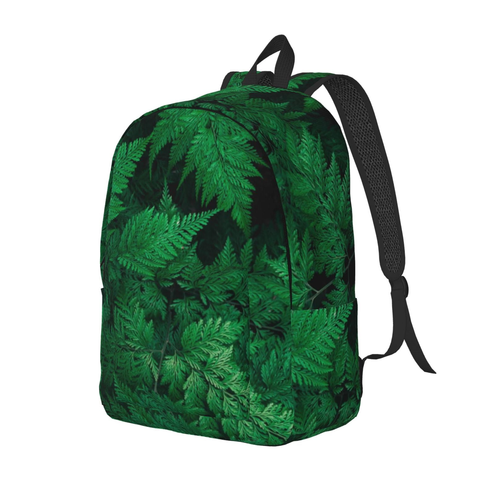 Ratiio Green Leave Fern Print Canvas Backpack for Women & Men Retro ...
