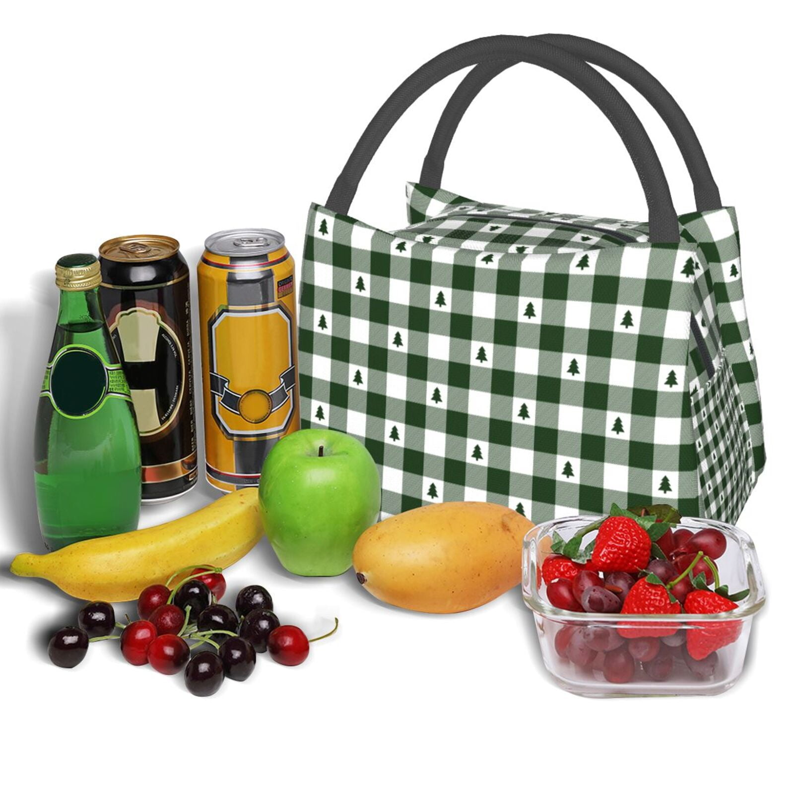 Ratiio Green White Christmas Tree Lumberjack Plaid Pattern Portable ...