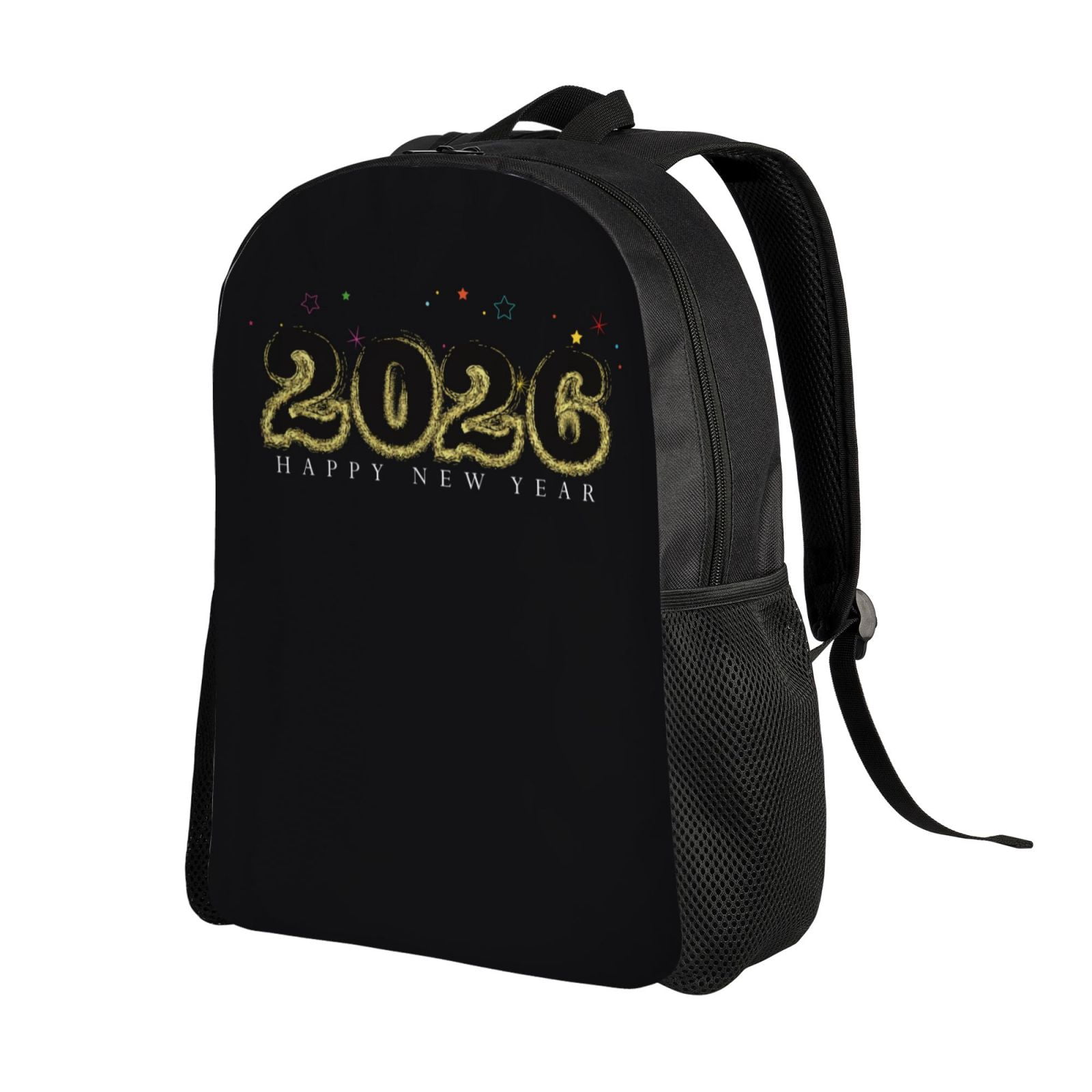 Ratiio Happy New Year 2026 Print Backpack with Padded 15-inch Laptop ...