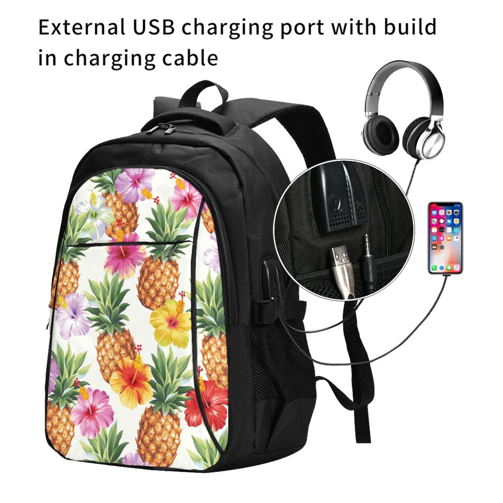 Ratiio Hawaiian Pineappl Print Travel Laptop Backpack,Slim Sturdy ...
